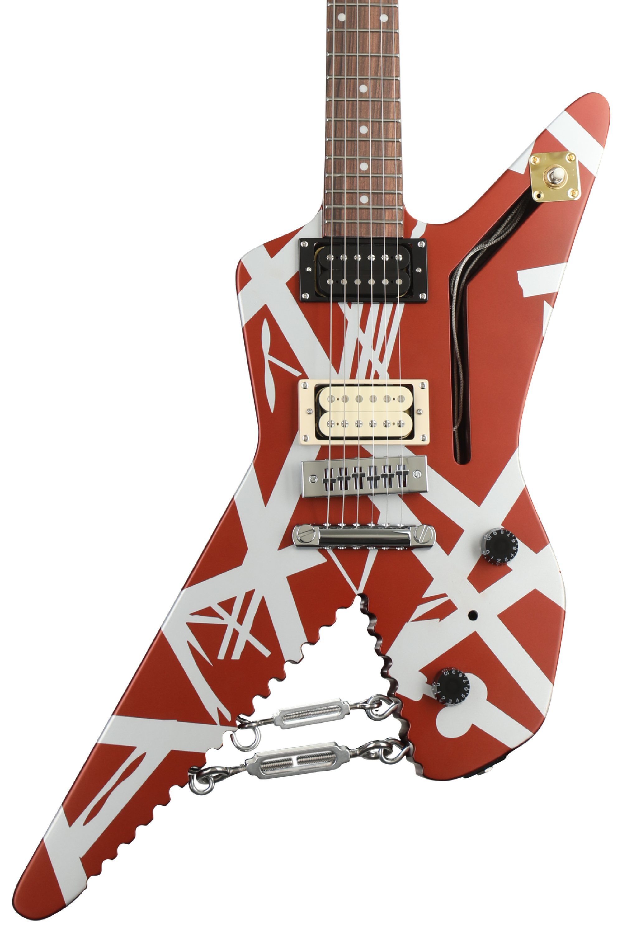 EVH Striped Series Shark - Burgundy with Silver Stripes | Sweetwater