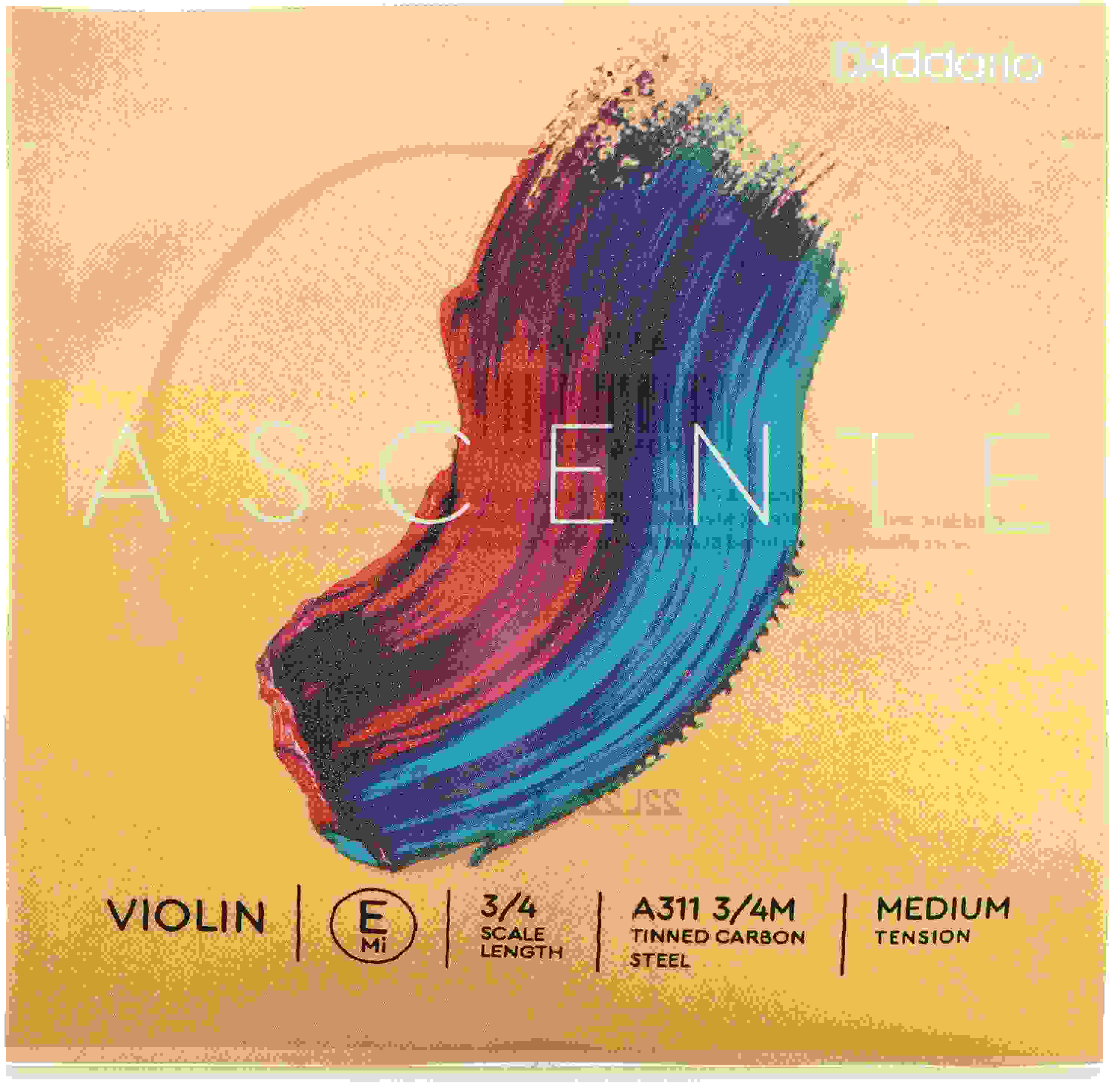 D'Addario A311 Ascente Violin E String - 3/4 Size, Medium Tension ...
