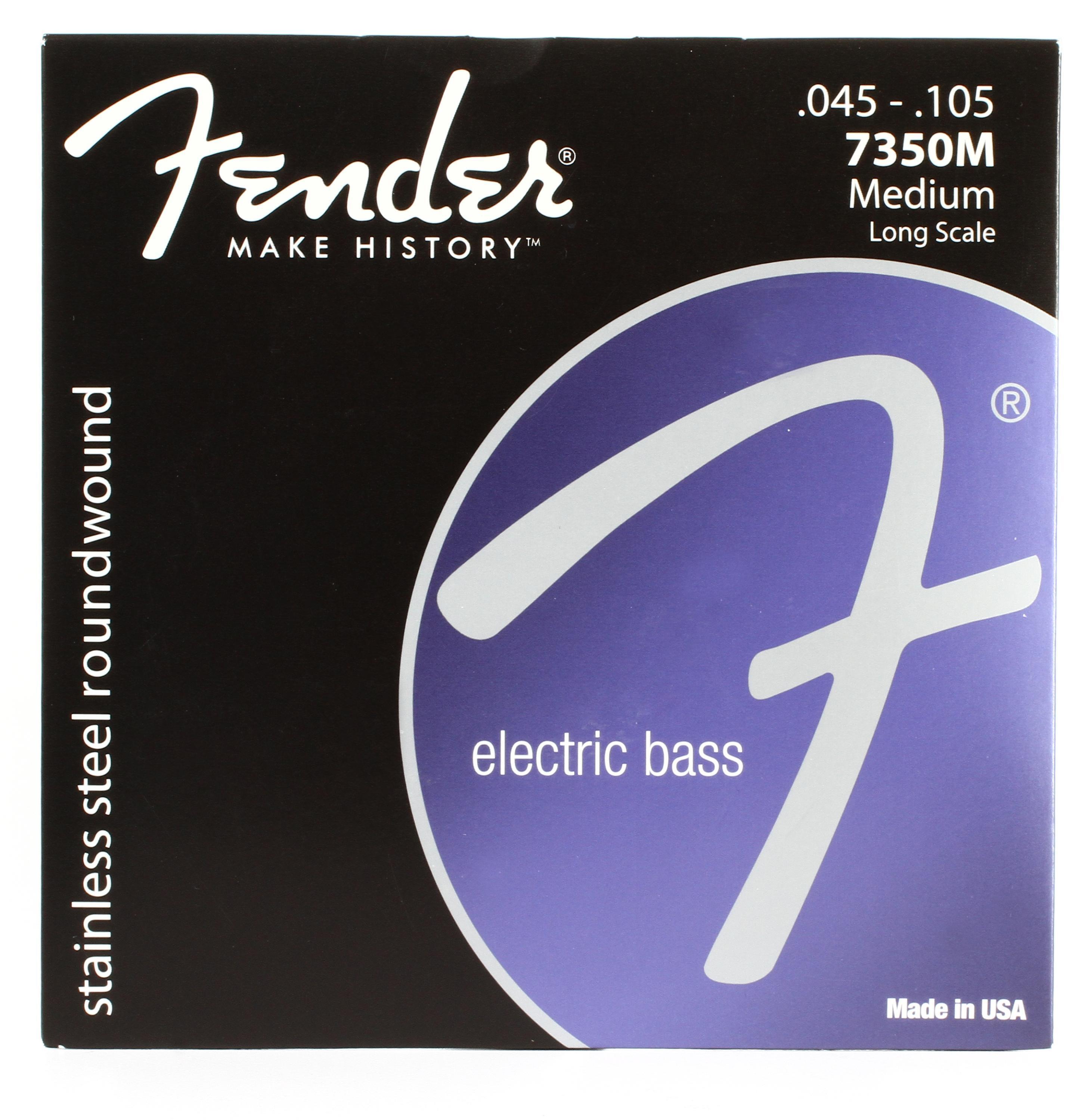 Fender 7350M Stainless Steel Roundwound Long Scale Medium Bass Strings ...
