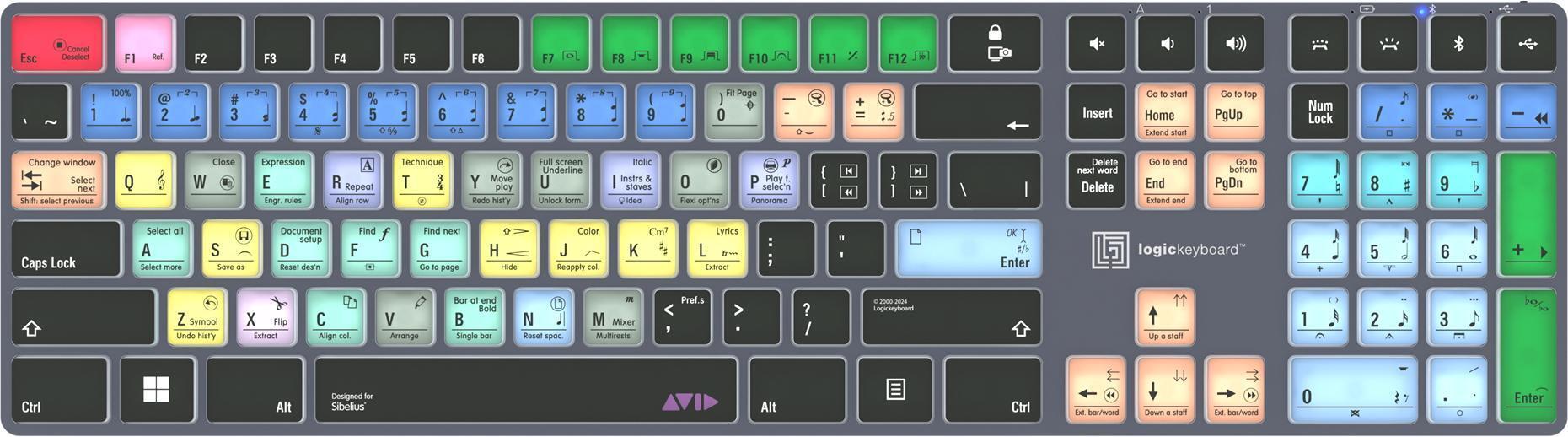 LogicKeyboard Titan Wireless Backlit Keyboard for Avid Sibelius ...