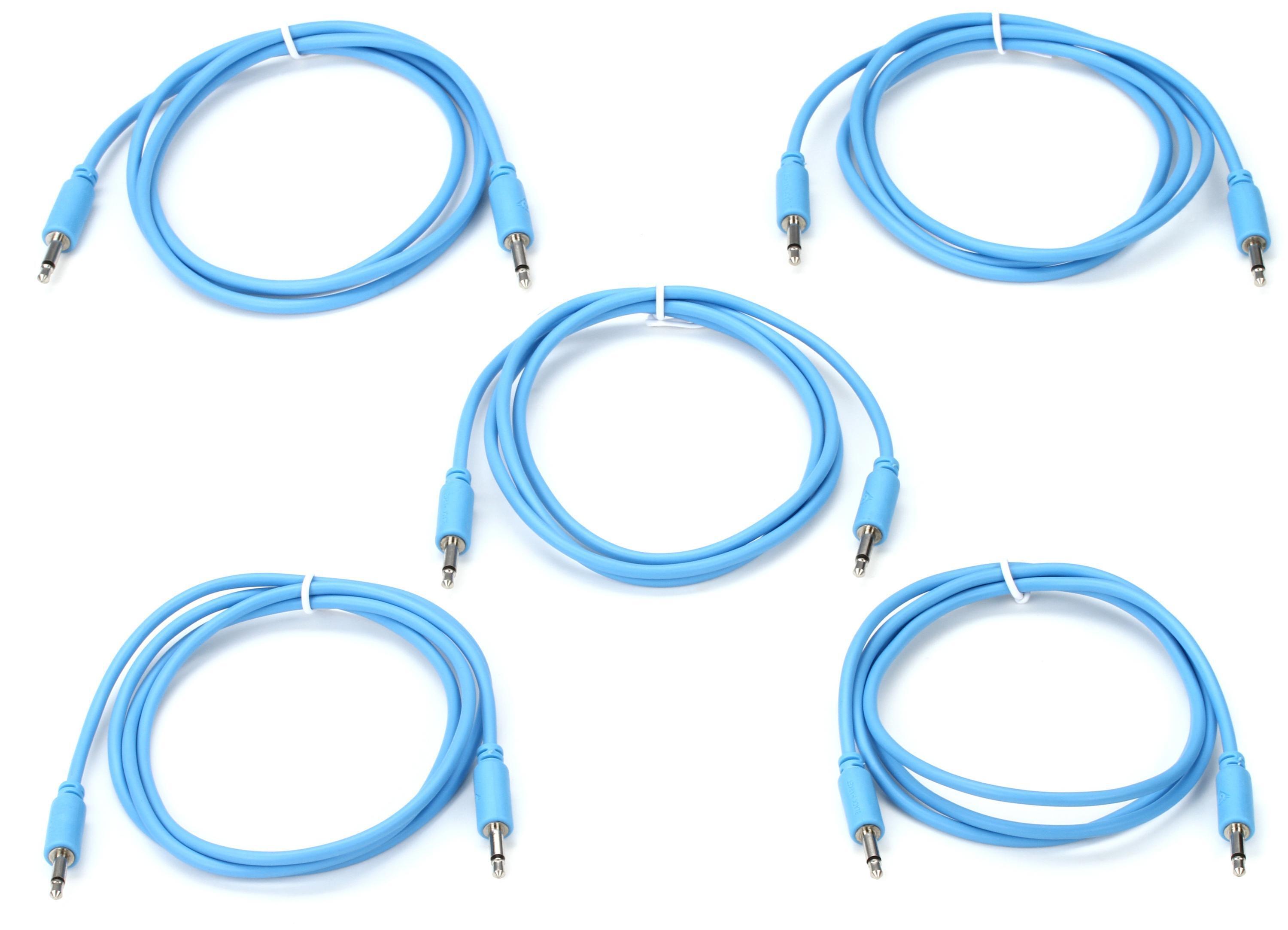 Black Market Eurorack Patch Cable 5-pack - 100cm Blue | Sweetwater