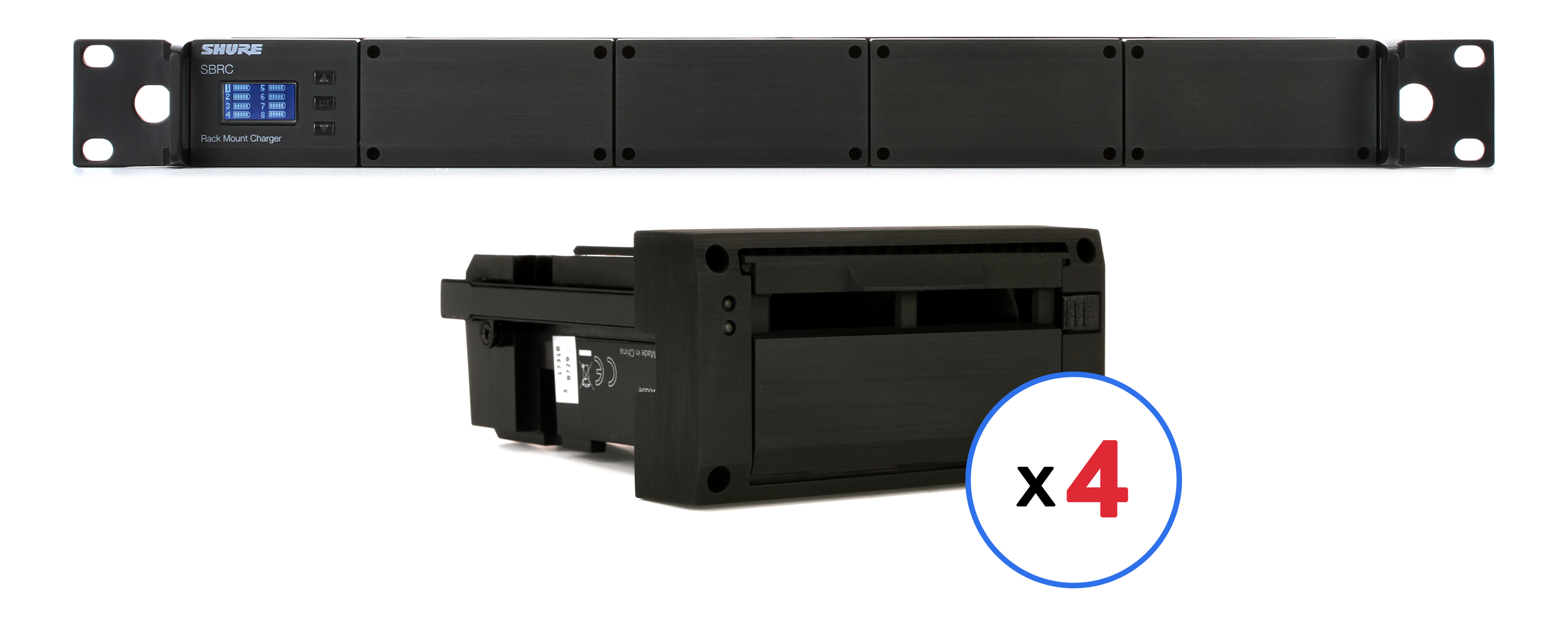 Shure SBRC Battery Rack Charger Bundle with (4) SBC-AX Charging Modules ...