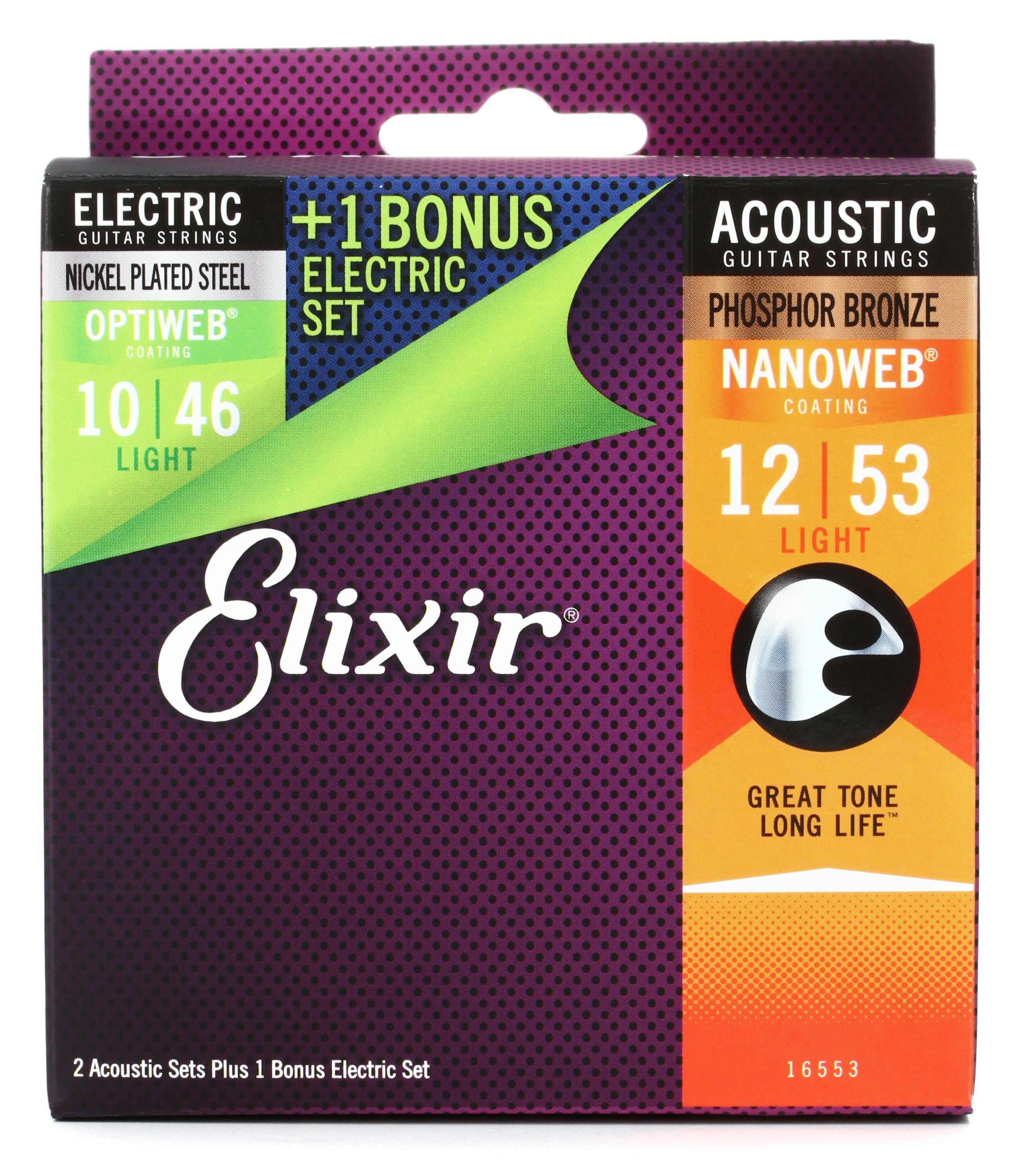 Elixir Strings Two Pack of Nanoweb with Free Electric Set | Sweetwater