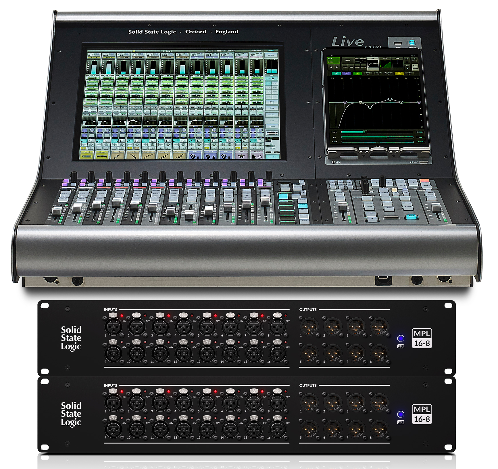 Solid State Logic L100 Plus Live Console with Dual Dante Stageboxs | Sweetwater