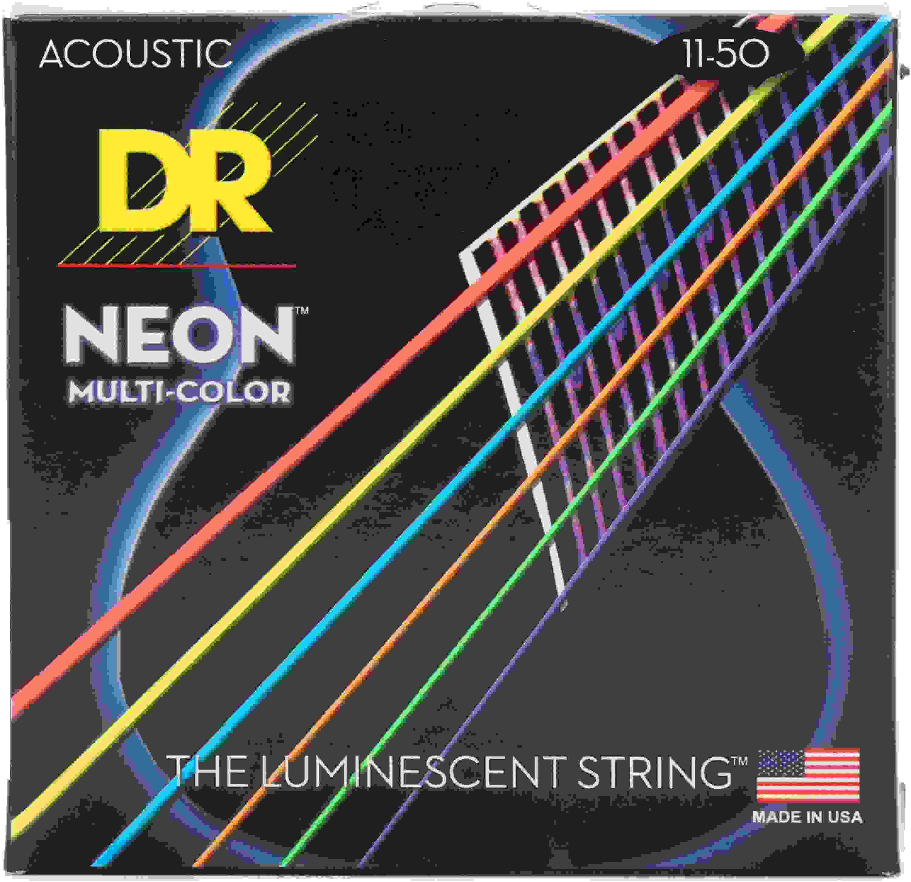DR Strings NMCA-11 Hi-Def Neon Multi-Color K3 Coated Acoustic Guitar ...