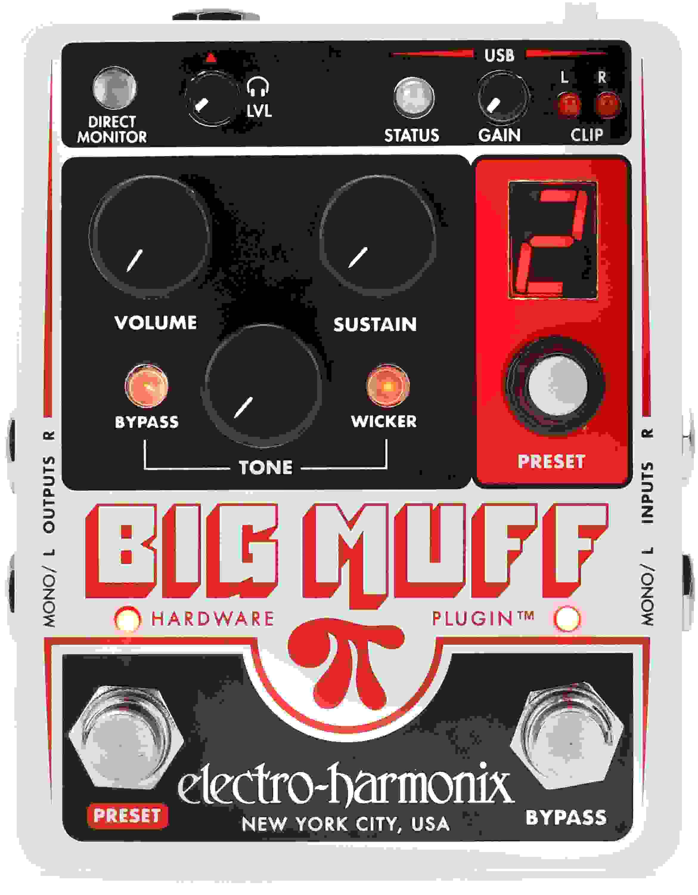 Electro-Harmonix Big Muff Pi Hardware Plug-in Effects Pedal and 2-in/2 ...