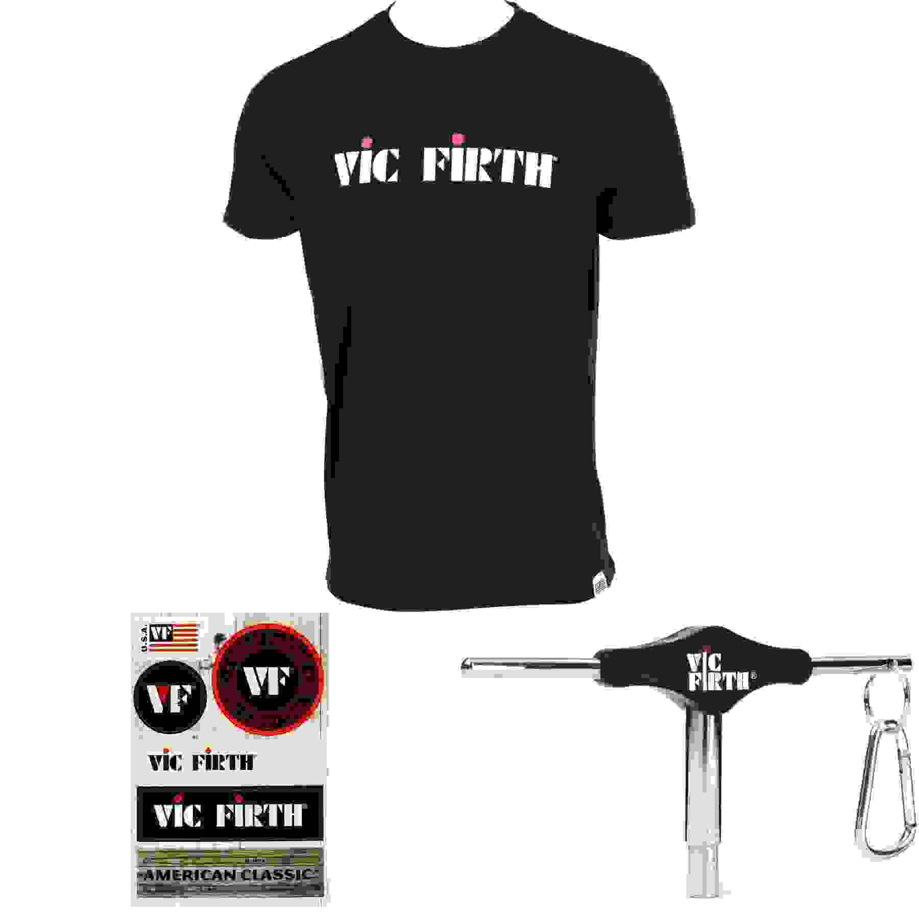 Vic Firth Black Classic Logo T-shirt Gift Bundle - Large | Sweetwater