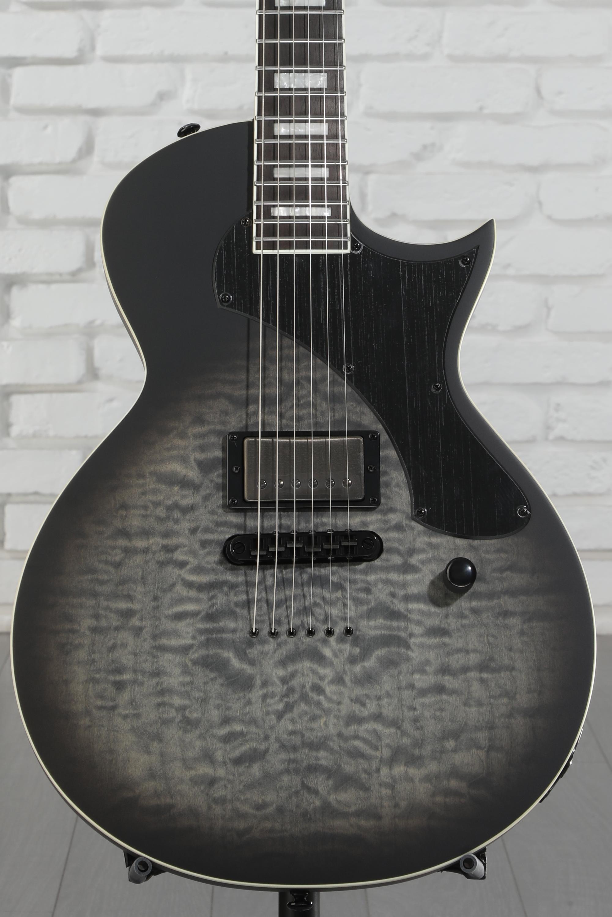 ESP LTD EC-01FT Electric Guitar - Charcoal Burst Satin Teardrop | Sweetwater