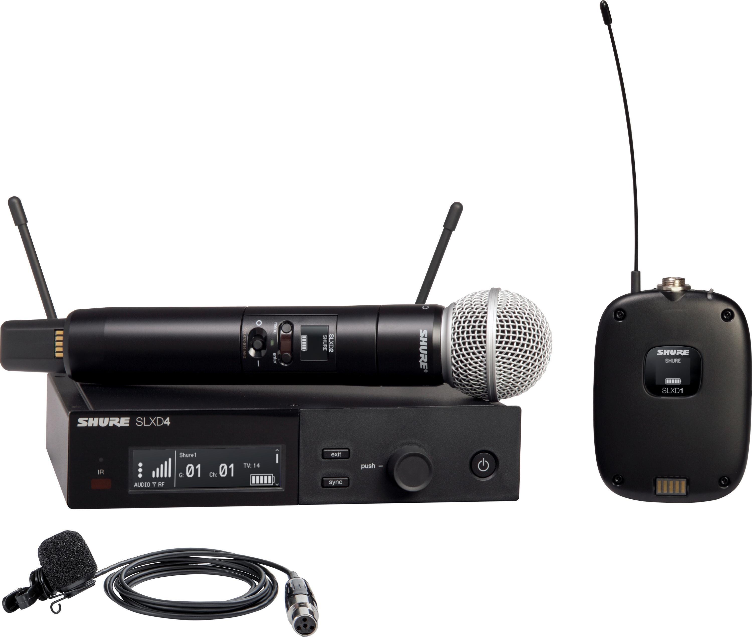 Shure SLXD124/85M Wireless Handheld and Lavalier Microphone Combo System - G58 Band | Sweetwater