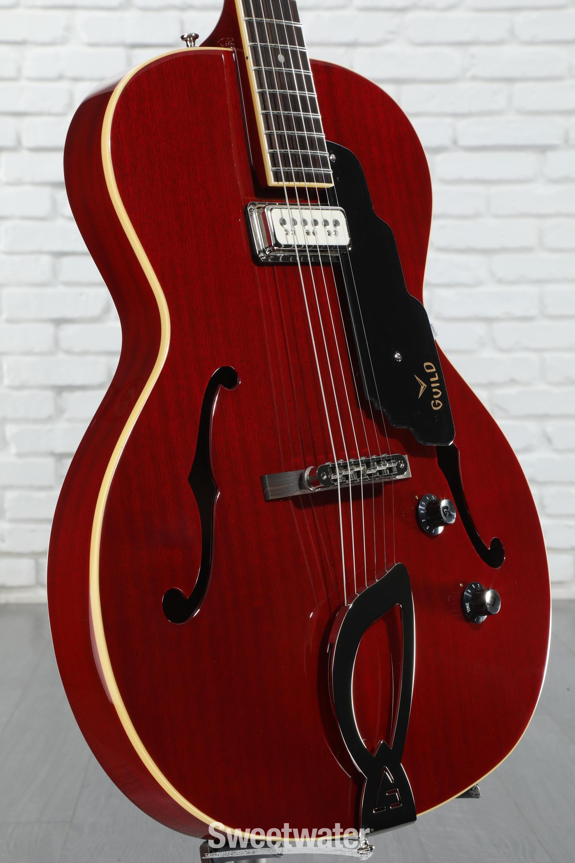 Guild T-50 Slim Dynasonic Hollowbody Guitar - Cherry | Sweetwater