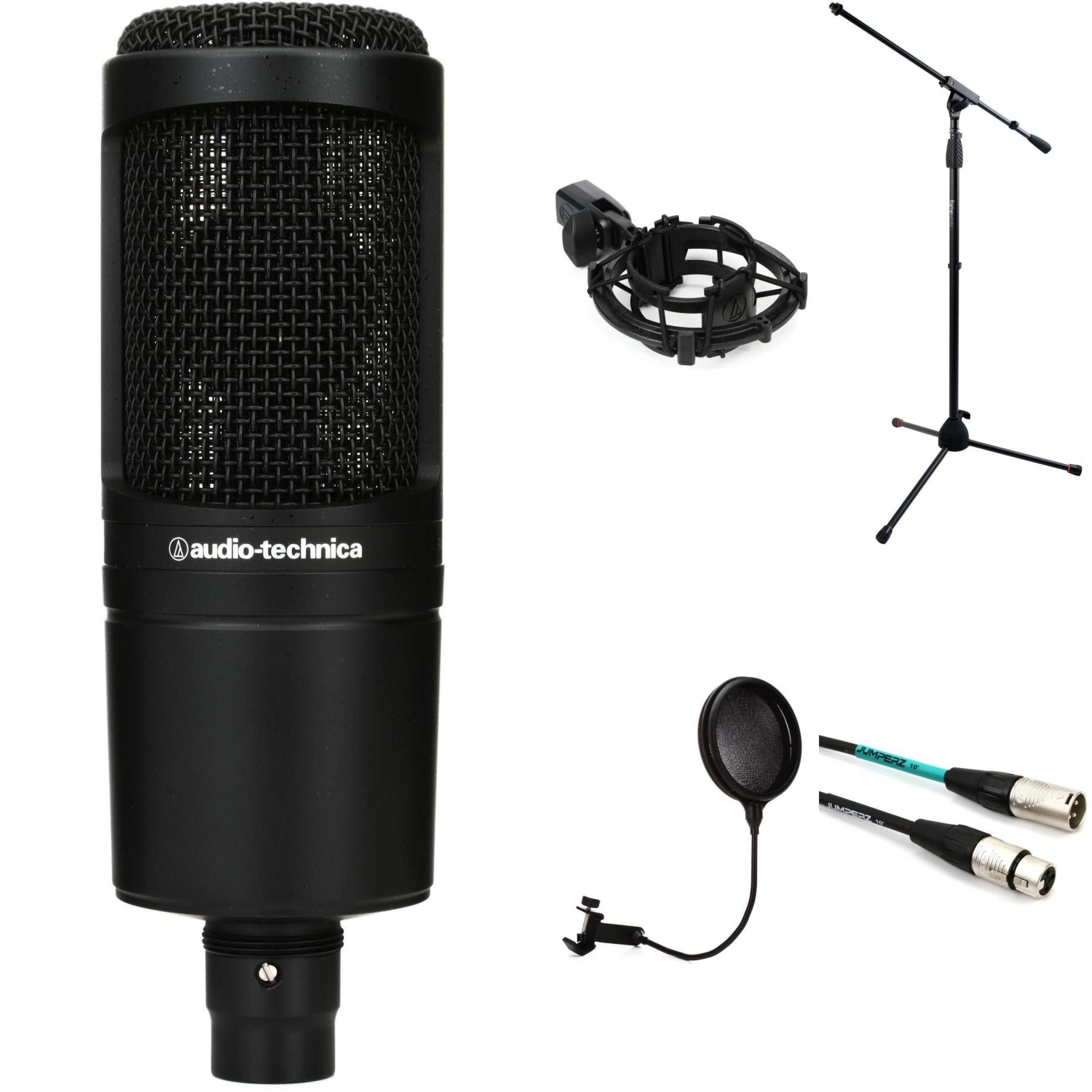 Audio-Technica AT2020 Microphone Bundle with Shockmount, Stand, and ...