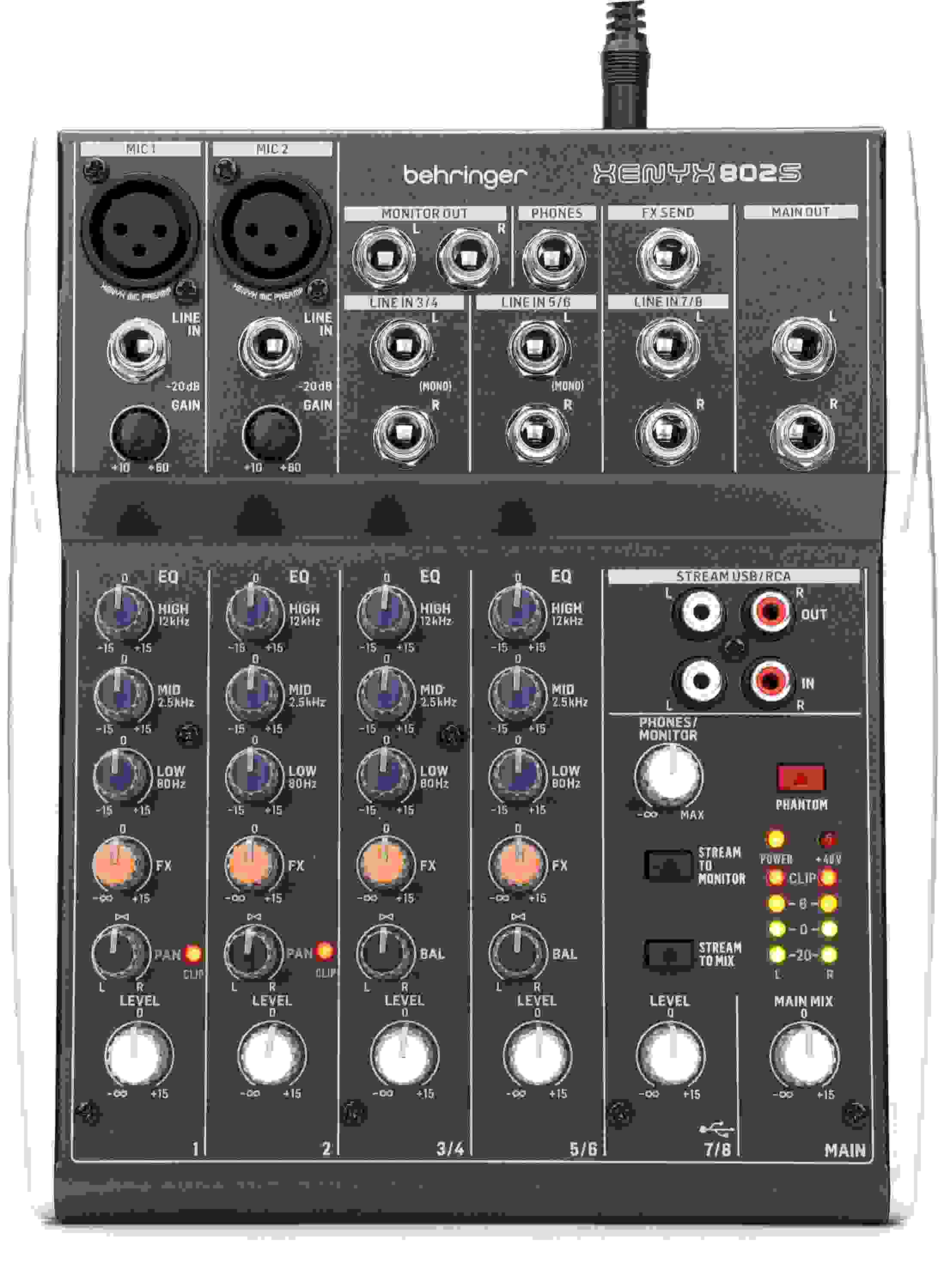 Behringer Xenyx 802S 8-channel Analog Streaming Mixer | Sweetwater