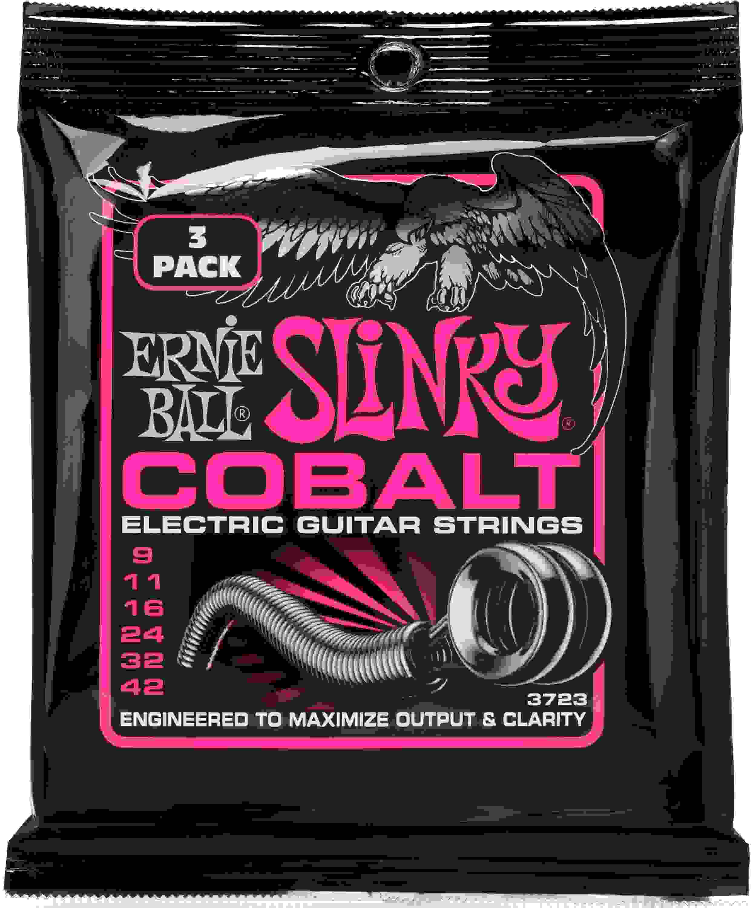 Ernie Ball 3723 Super Slinky Cobalt Electric Guitar Strings - .009-.042 Factory (3-pack ...
