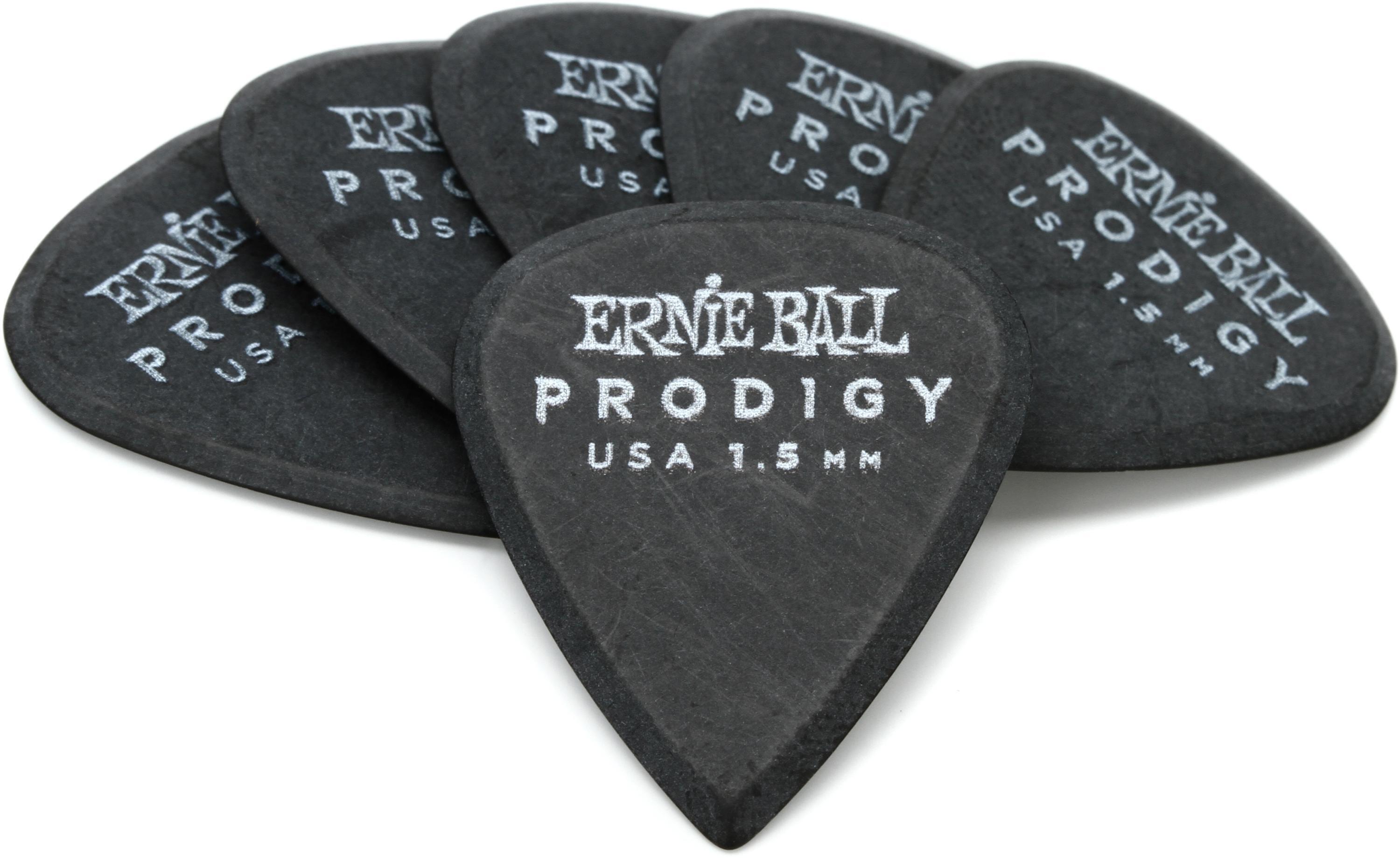 Ernie Ball Prodigy Guitar Picks 1.5 mm Black Standard (6-pack) | Sweetwater