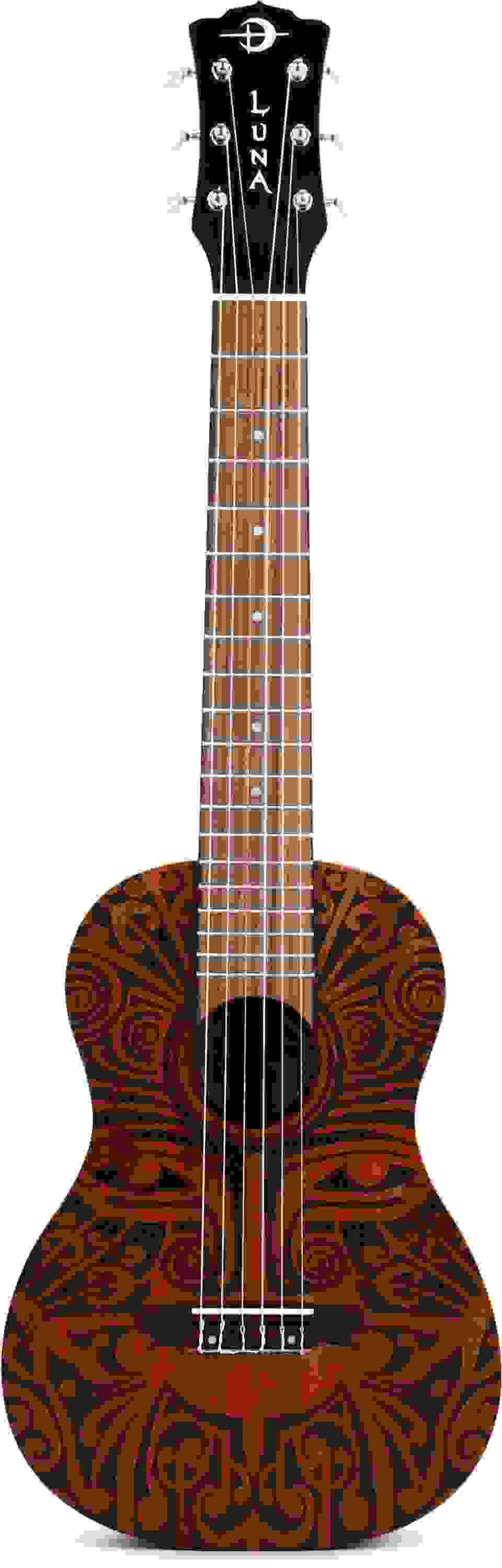 Luna Tribal Mahogany 6-String Baritone Ukulele - Satin Natural | Sweetwater