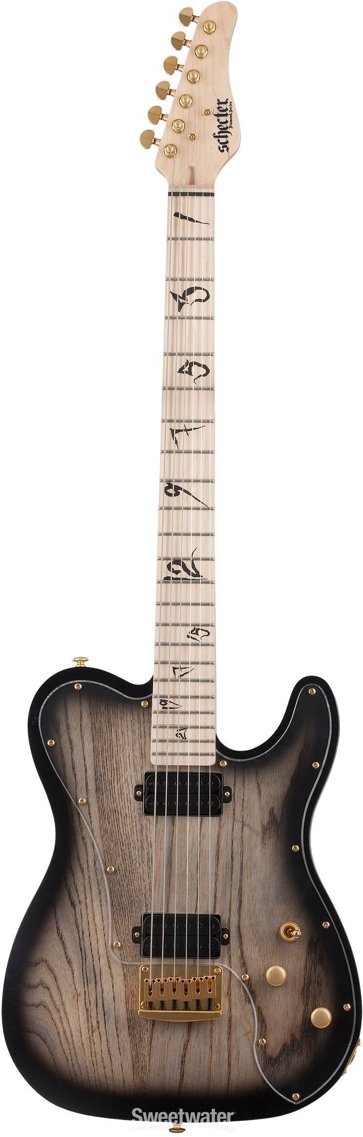 Schecter Meegs PT EX Baritone Electric Guitar - Charcoal Burst Open ...