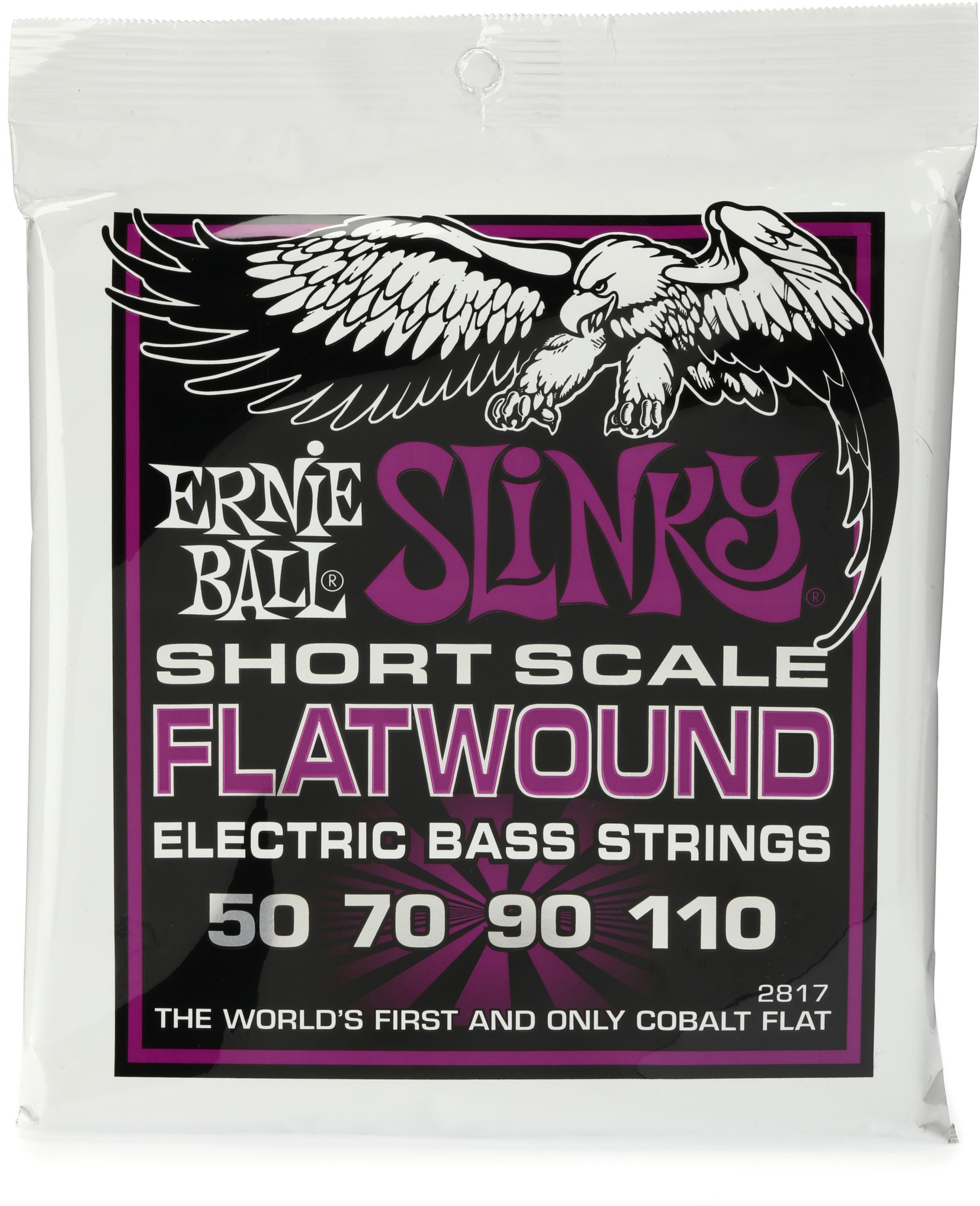 Ernie Ball 2817 Power Slinky Flatwound Electric Bass Guitar Strings - .050-.110 Short Scale ...