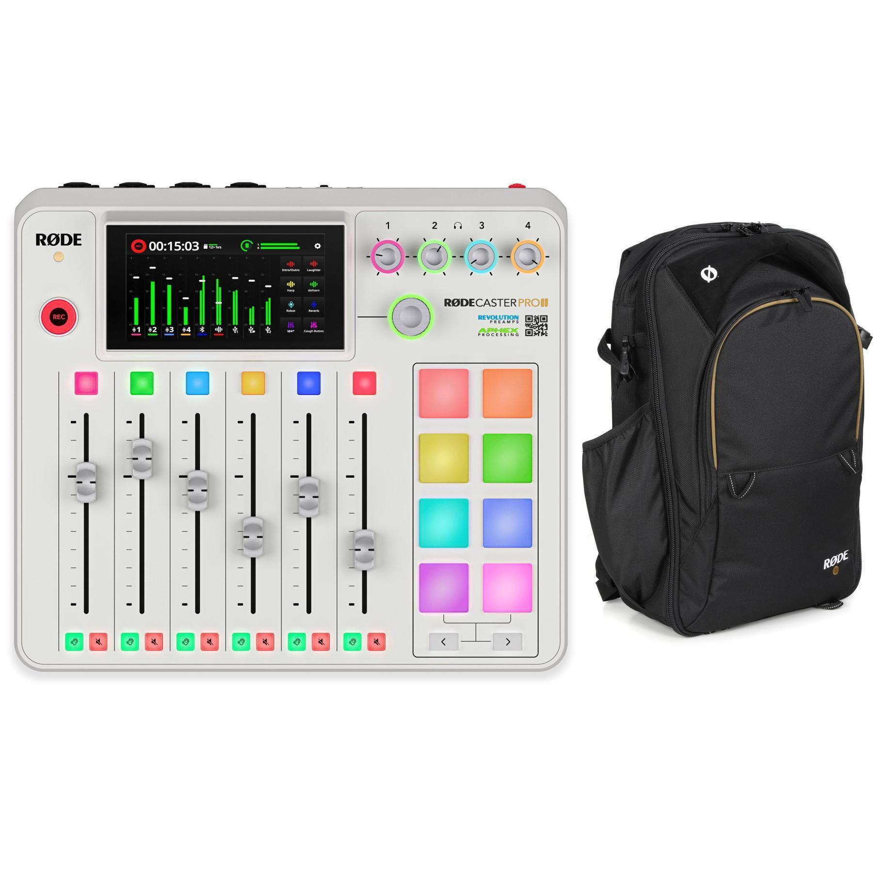 Rode Rodecaster Pro II Podcast Production Console with Backpack - White ...