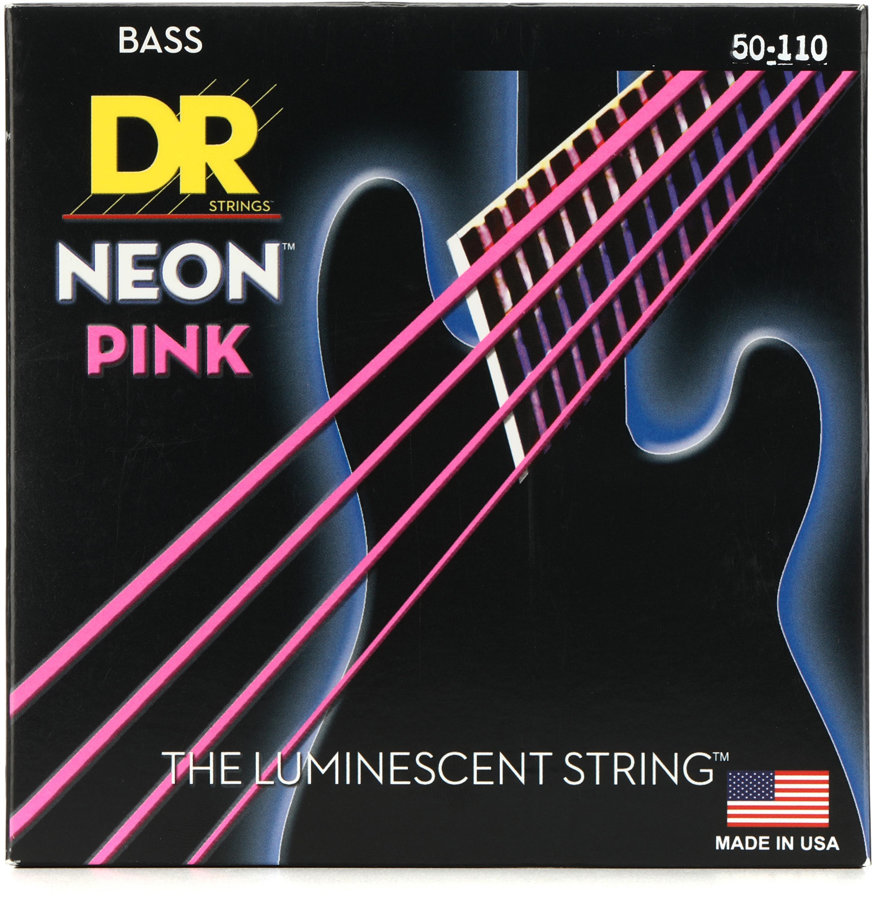 DR Strings NPB-50 Hi-Def Neon Pink K3 Coated Bass Strings - .050-.110 ...