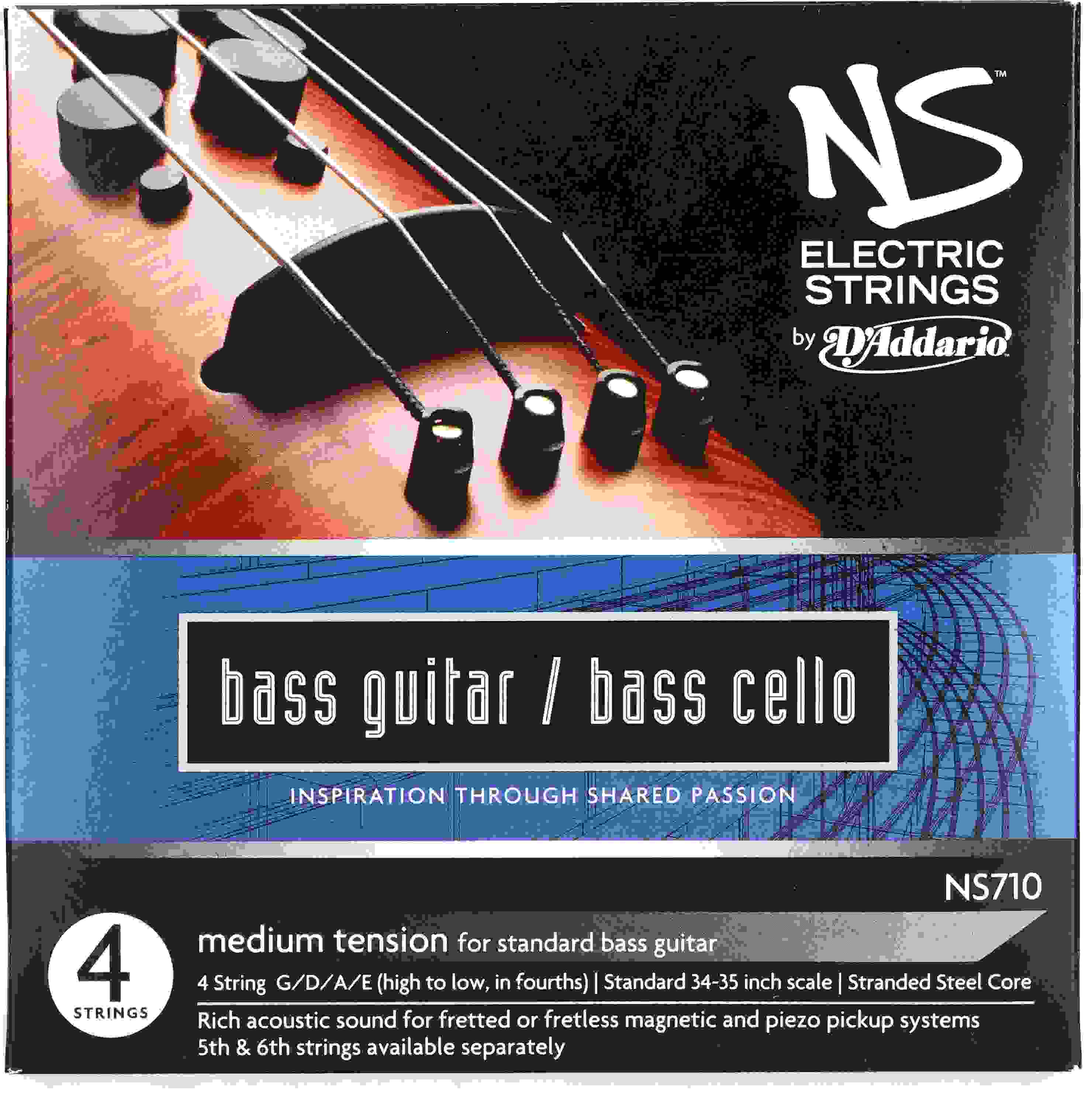 D'Addario NS710 Electric Bass Guitar/Bass Cello String Set | Sweetwater