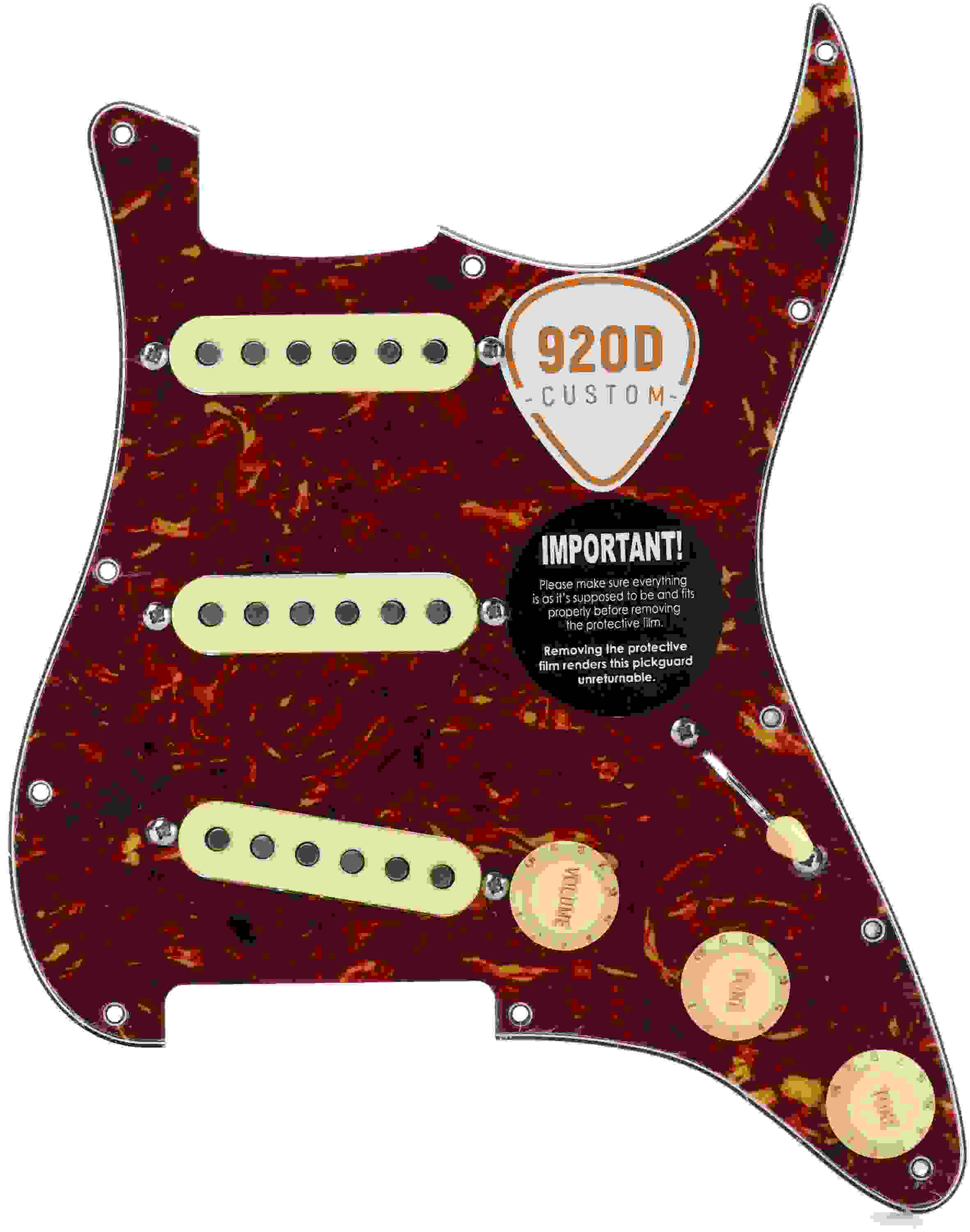 920D Custom Texas Vintage Loaded Stratocaster Pickguard - Tortoise/Aged White | Sweetwater