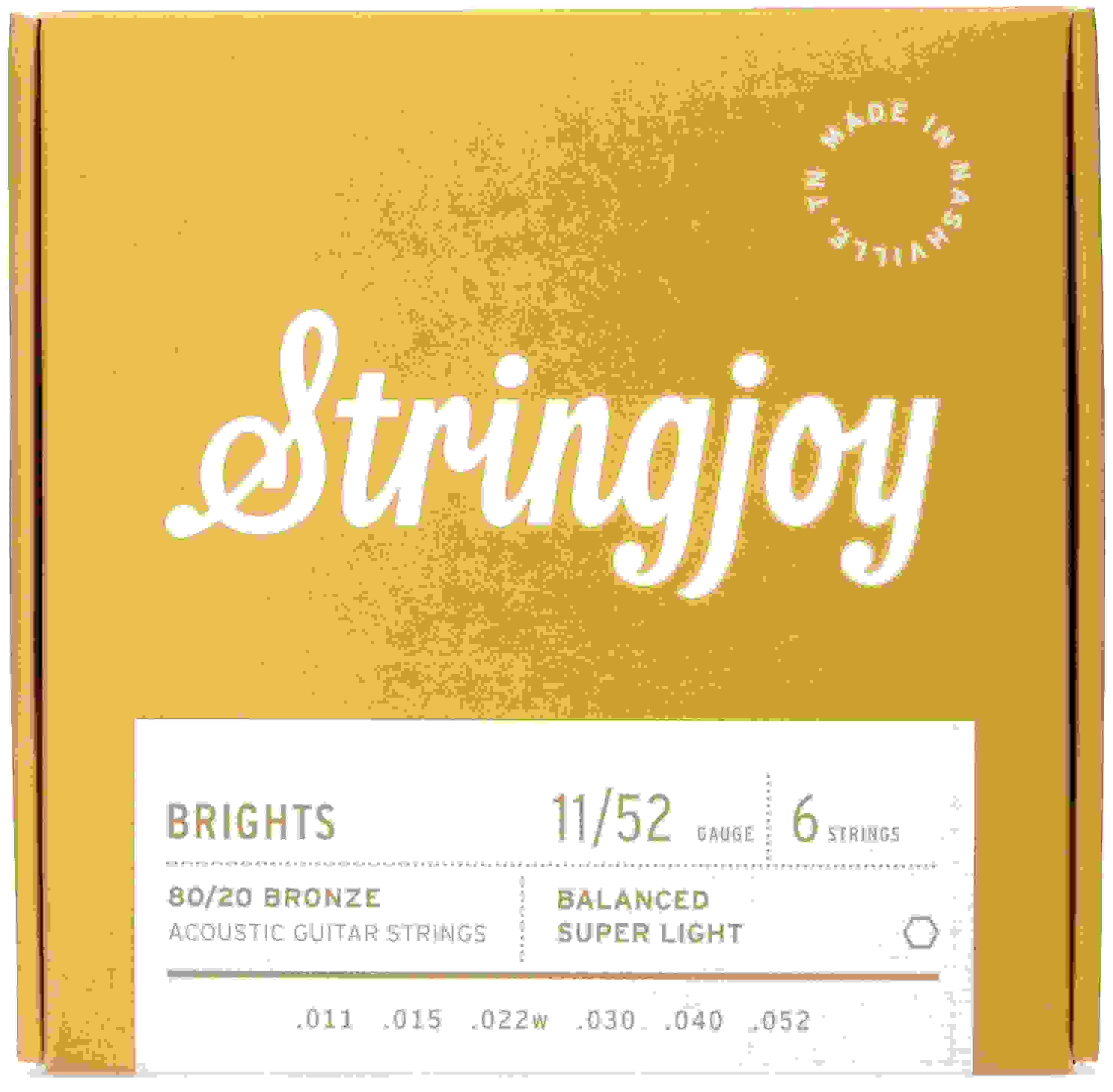 Stringjoy Brights 80/20 Bronze Acoustic Guitar Strings - Super Light ...