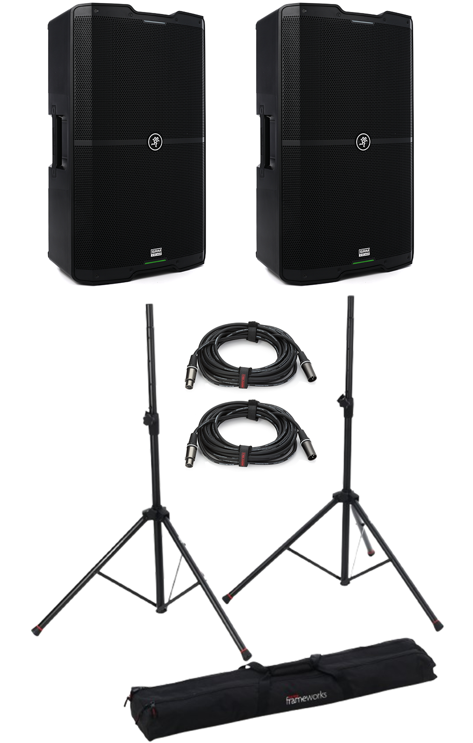 Mackie SRM215 V-Class 2000W 15 inch Powered Speaker Pair and Stand ...