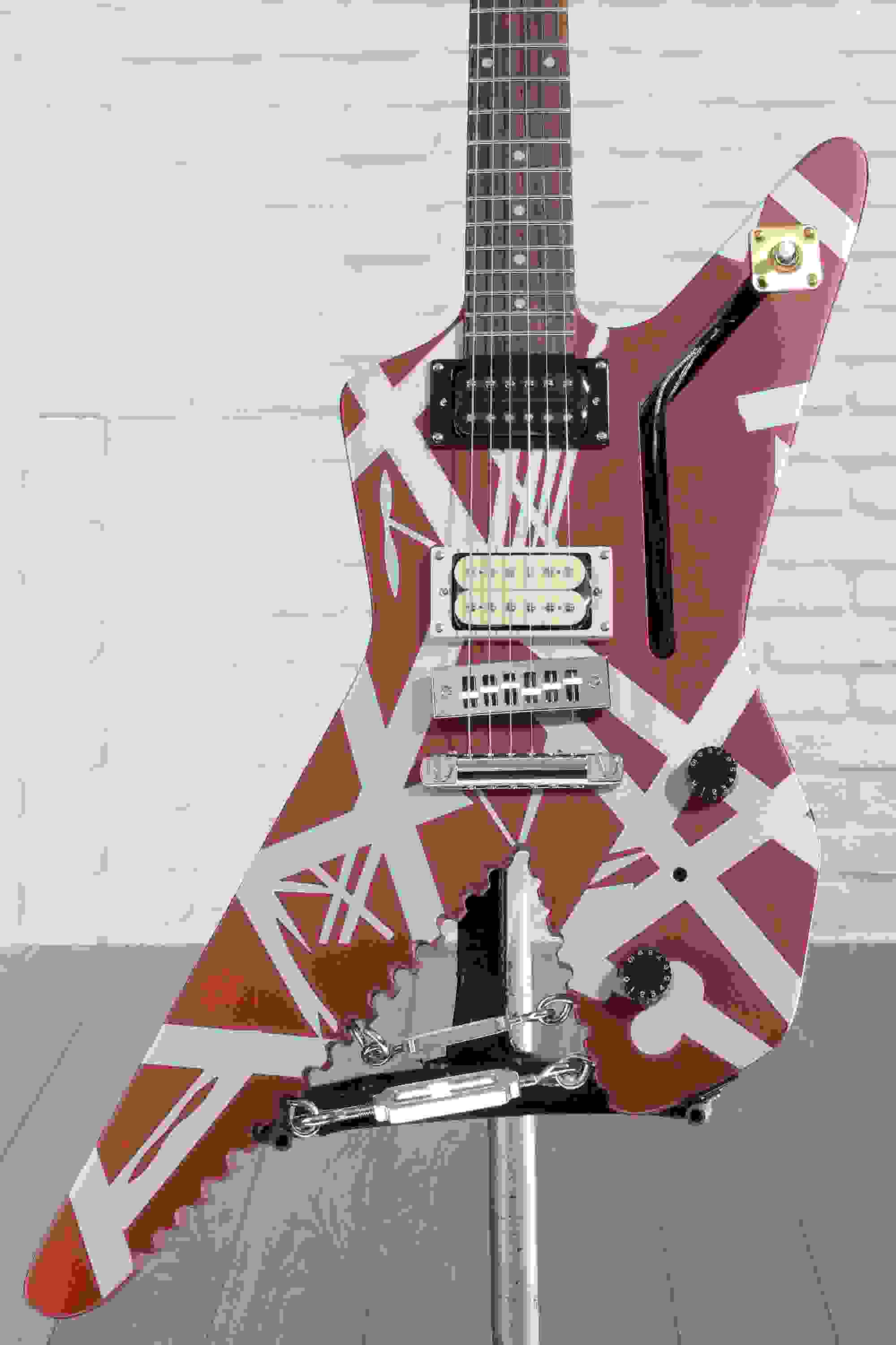 EVH Striped Series Shark Electric Guitar - Burgundy Red with Silver ...