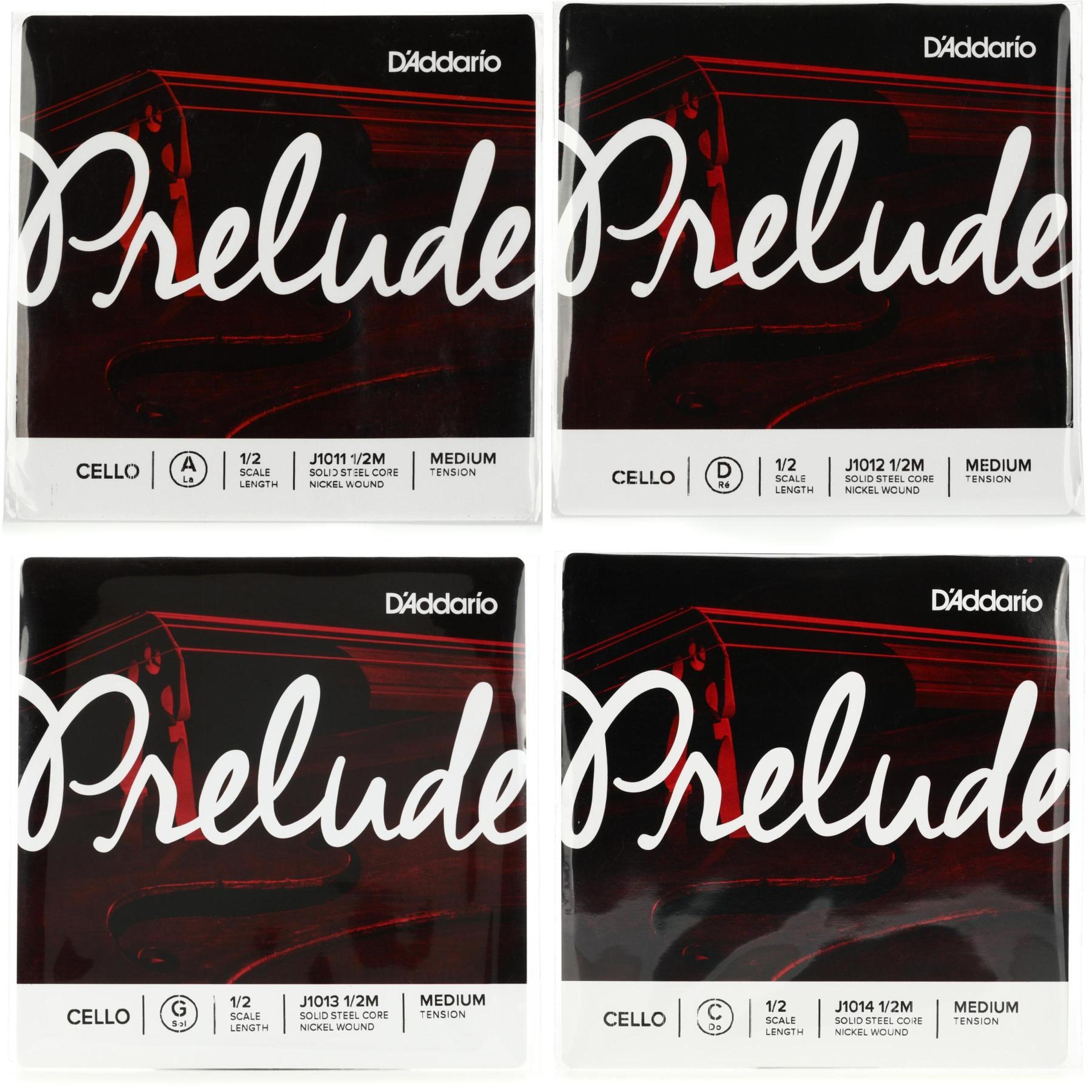D'Addario J1011 Prelude Cello String Set Bundle - 1/2 Size Medium ...