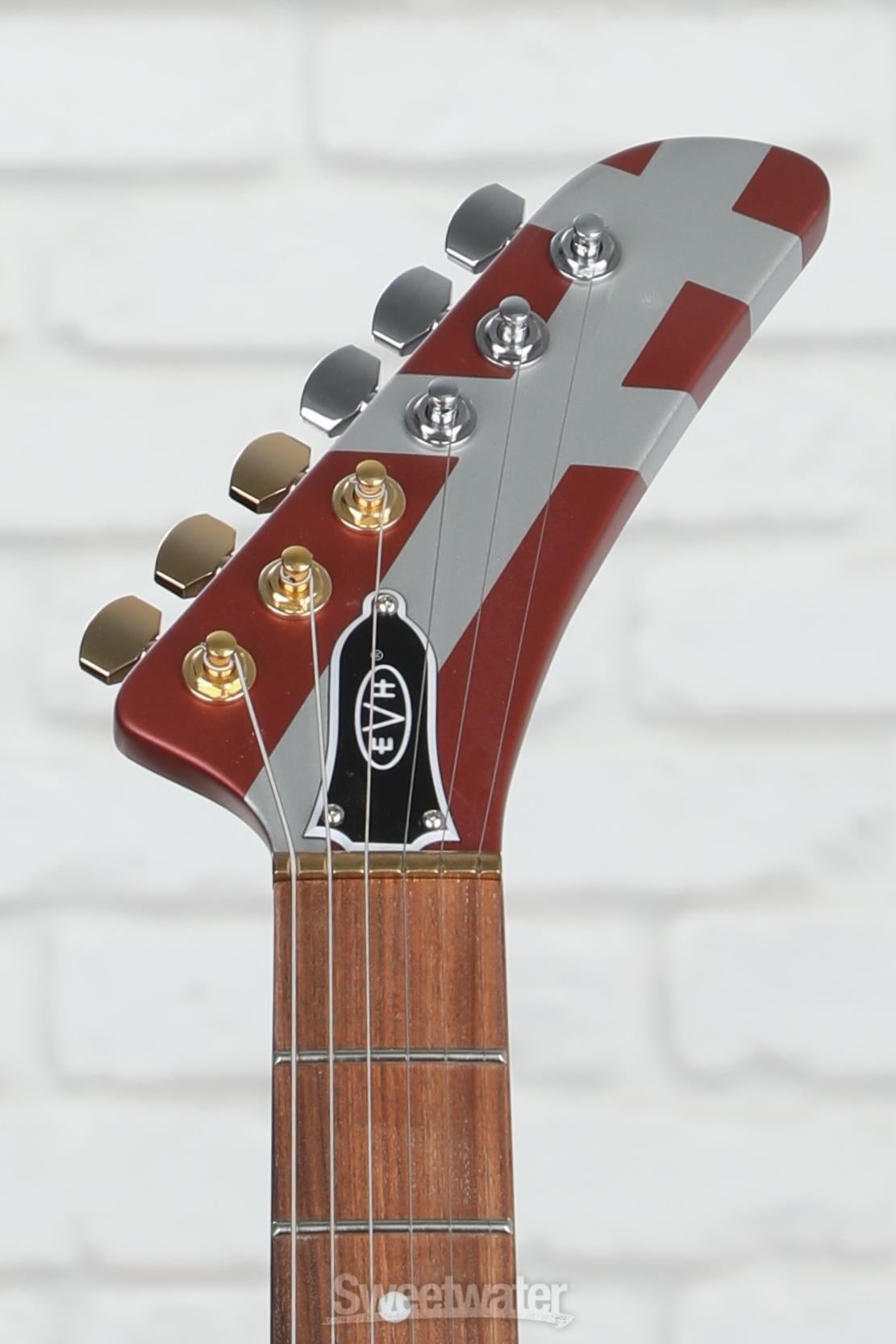 EVH Striped Series Shark Electric Guitar - Burgundy Red with Silver ...