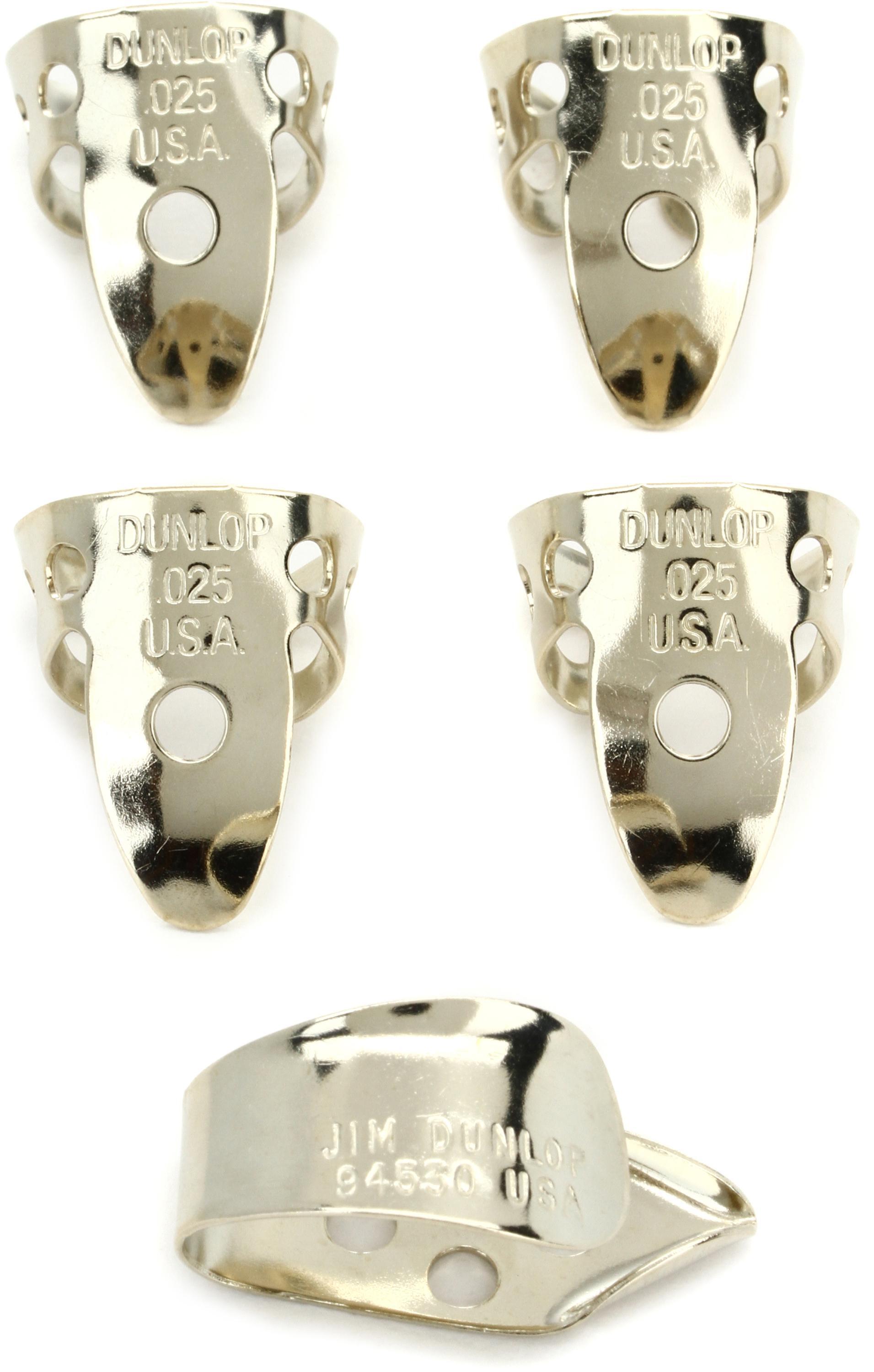 Dunlop Nickel Silver Finger and Thumbpicks - .025 inches, Silver, 5 ...