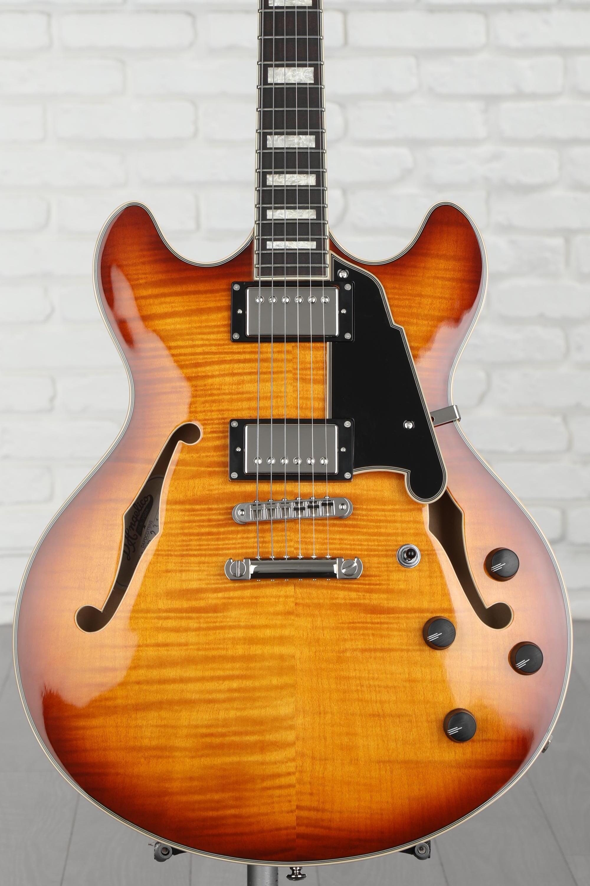 D'Angelico Premier DC Electric Guitar - Dark Iced Tea Burst with Stopbar Tailpiece | Sweetwater