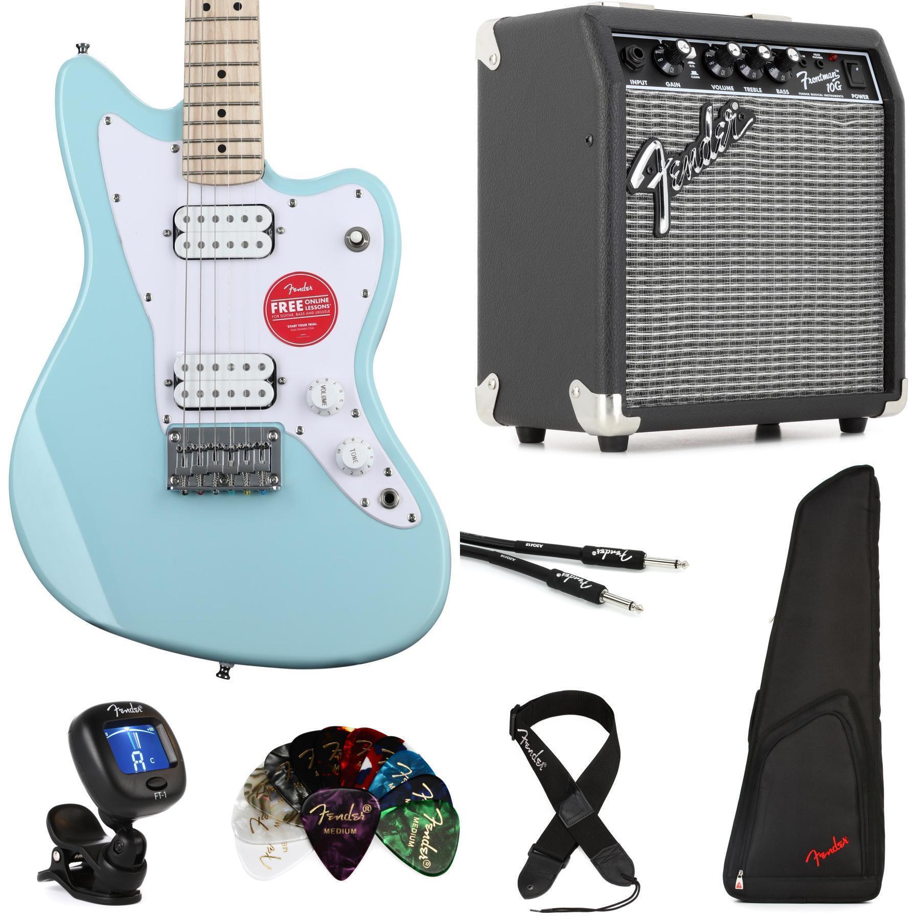 Squier Mini Jazzmaster HH Electric Guitar and Fender Amp Bundle ...