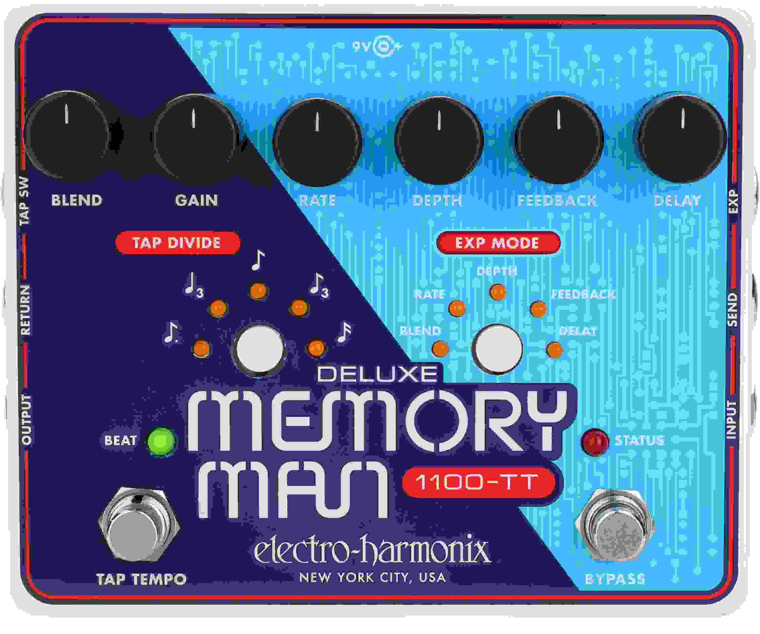 Electro-Harmonix Deluxe Memory Man 1100-TT Delay Pedal with Tap Temp ...