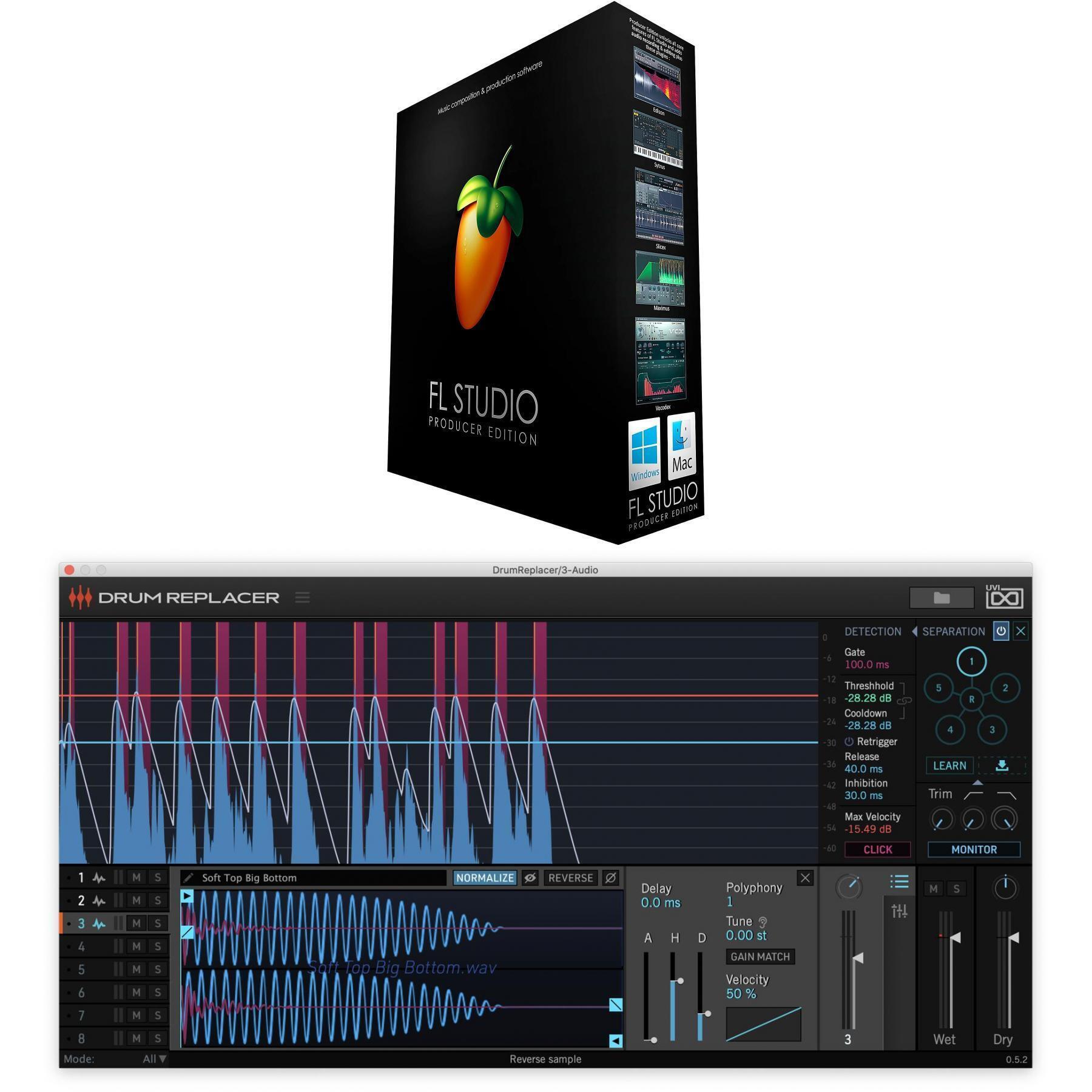 Image Line FL Studio Producer Edition and UVI Drum Replacer Bundle ...