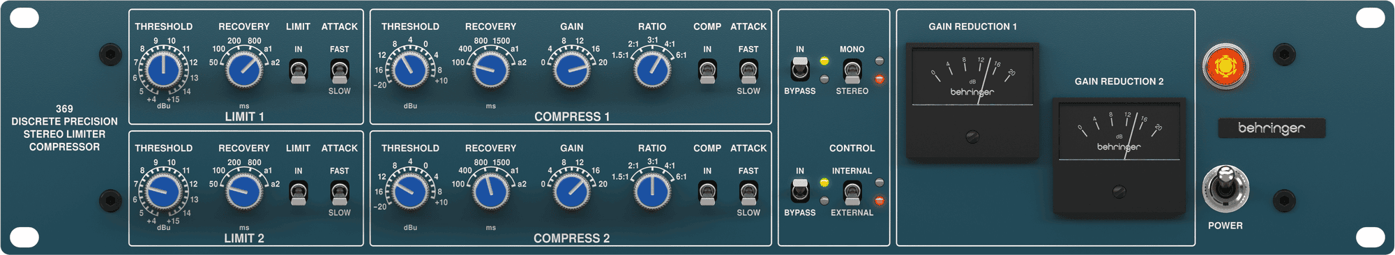 Behringer 369 2-channel Rackmounted Stereo Compressor | Sweetwater