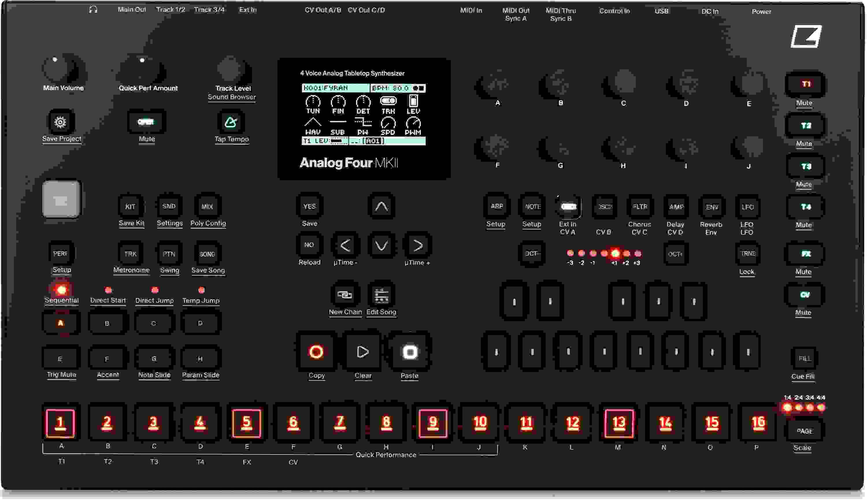 Elektron Analog Four MKII 4-voice Analog Synthesizer with Sequencer ...