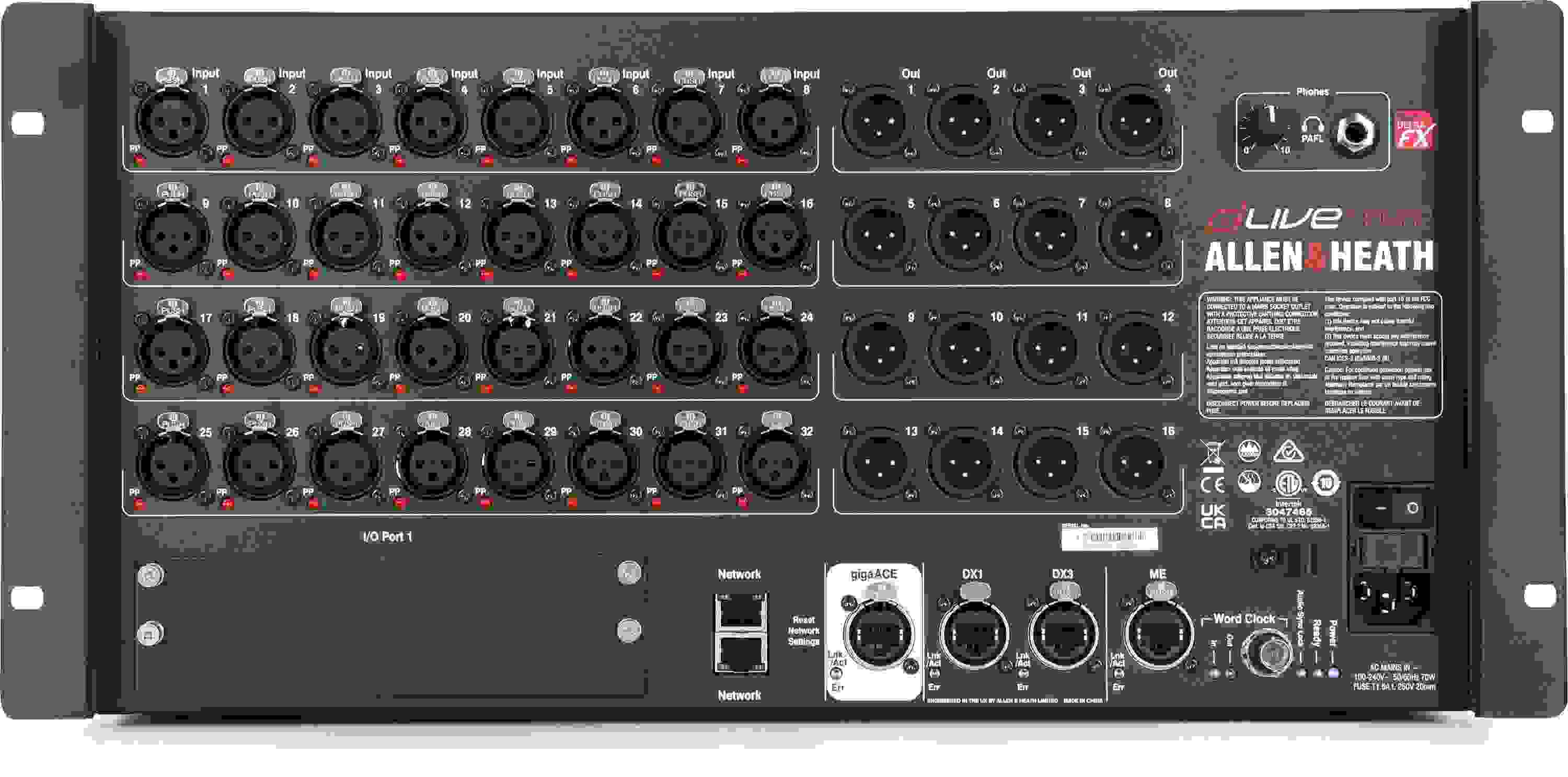 Allen & Heath dLive CDM32 UFX MixRack 32-input Digital Stage Box ...
