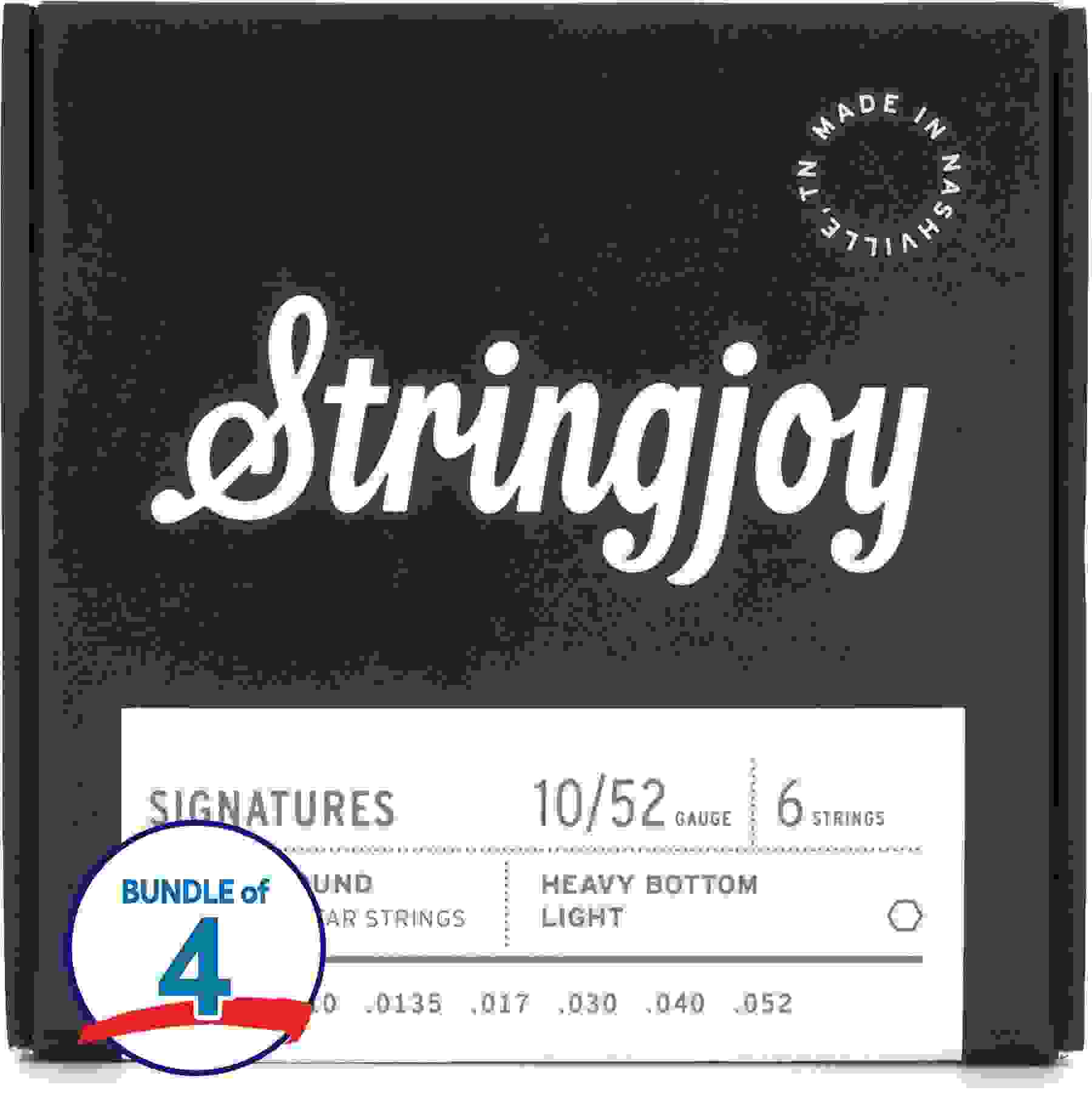 Stringjoy Signatures Nickel-wound Heavy Bottom Electric Guitar Strings (4 Pack) - .010 - .052 ...