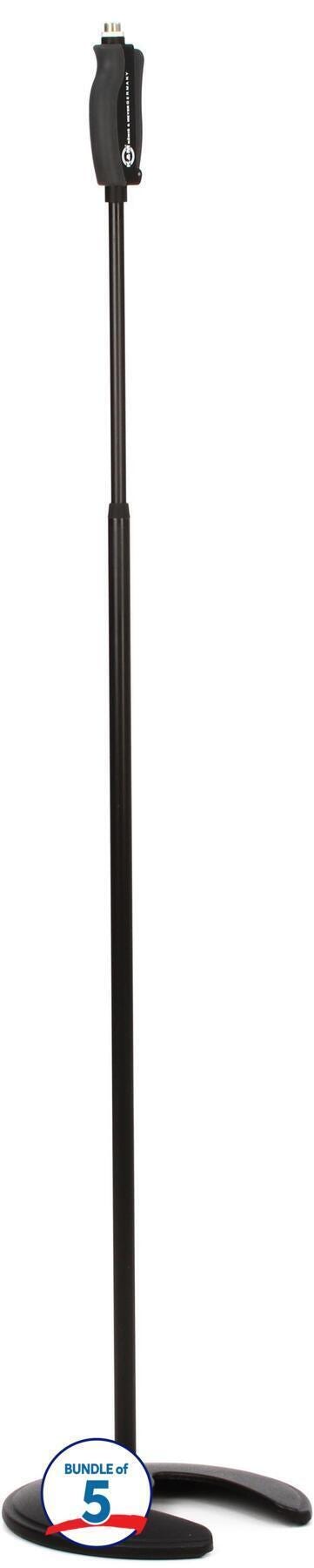 K&M 26075 Stackable One-Hand Microphone Stand - Black (5 Pack) | Sweetwater