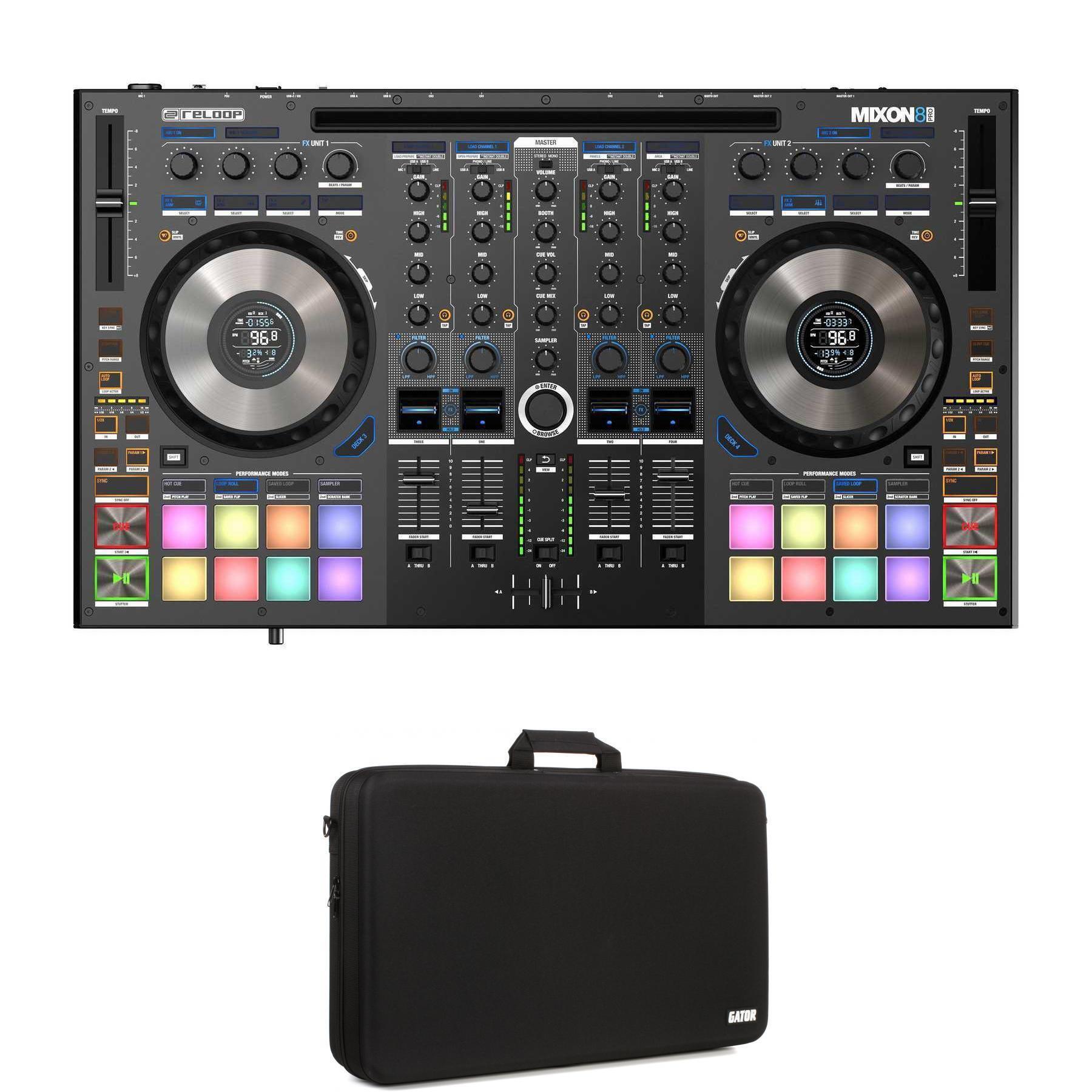Reloop Mixon 8 Pro 4-channel DJ Controller with Utility Case | Sweetwater