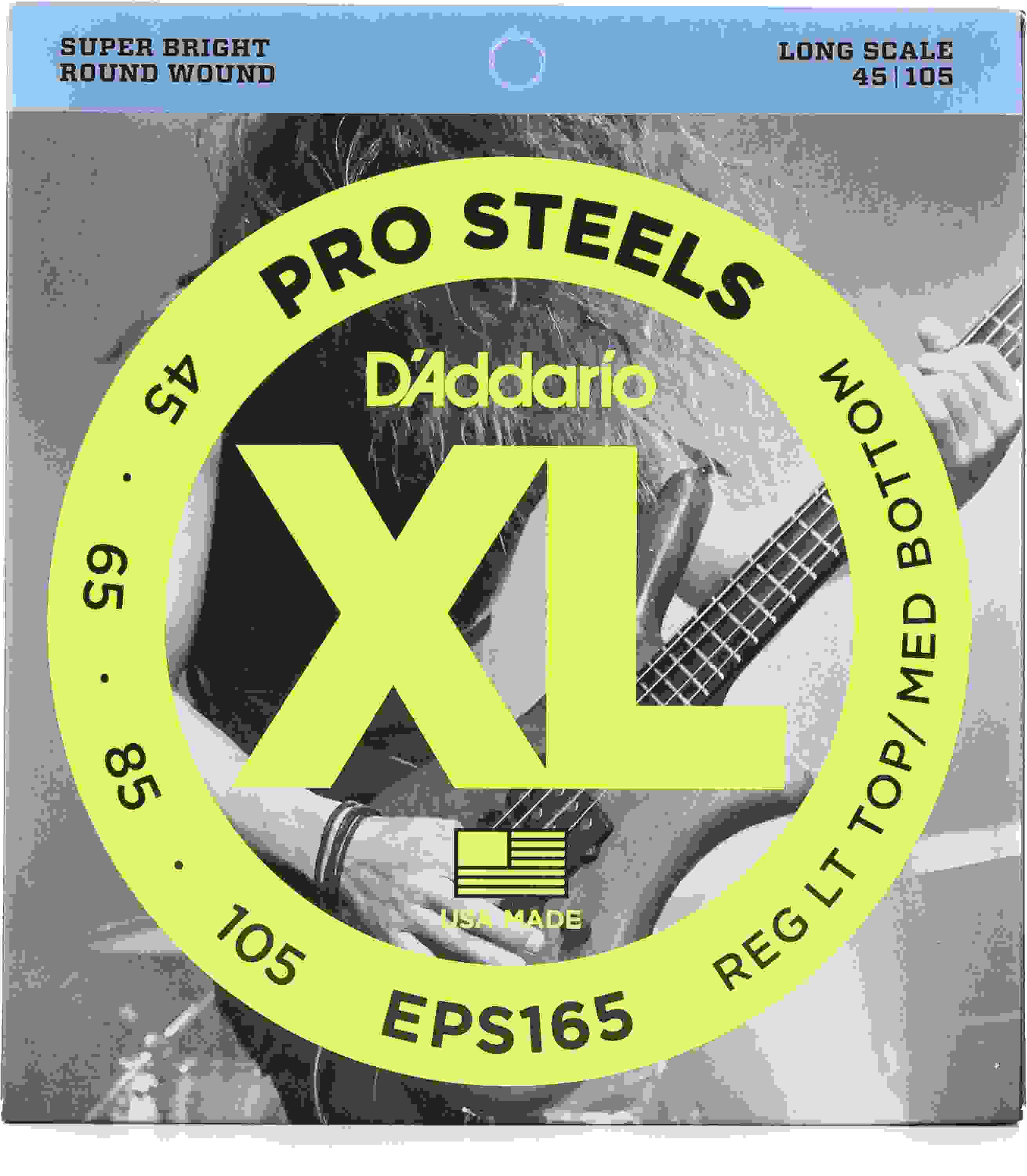 D'Addario EPS165 XL Pro Steels Bass Guitar Strings - .045-.105 Light ...