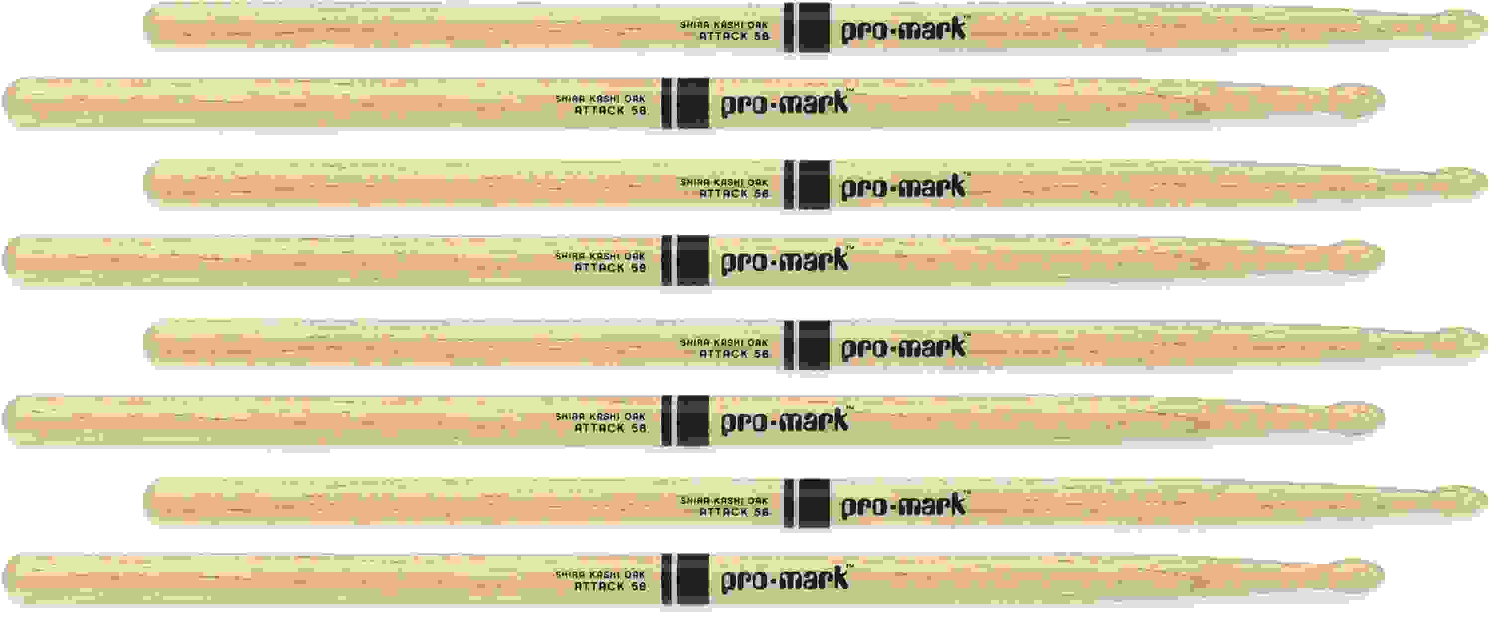 Promark Classic Attack Drumsticks - Shira Kashi Oak - 5B - Wood Tip - 4 ...