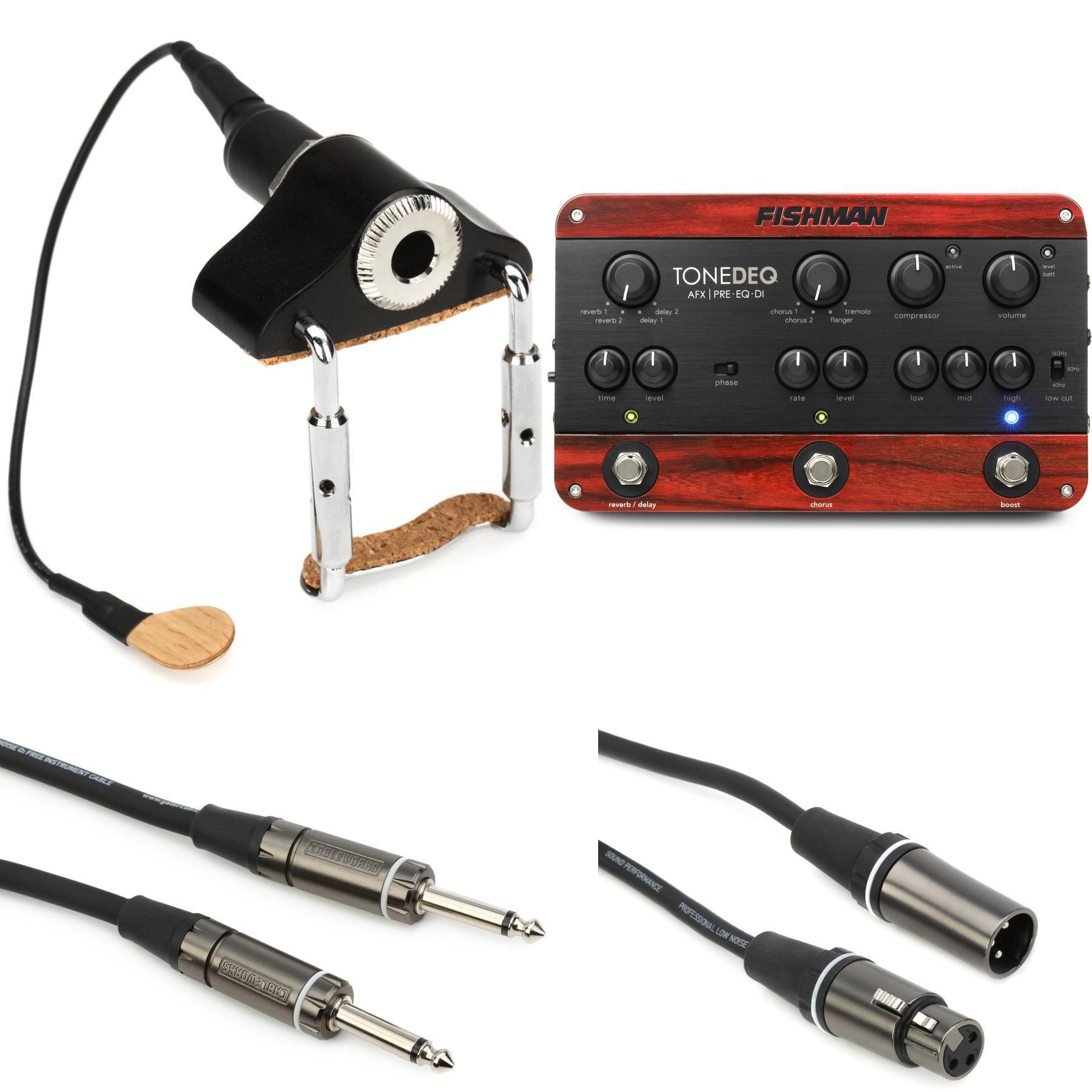 KNA VV-3 Portable Piezo Violin/Viola Pickup and Fishman ToneDEQ Preamp ...