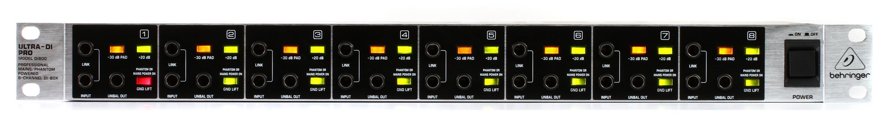 Behringer Ultra-DI Pro DI800 8-channel Active Instrument Direct Box ...