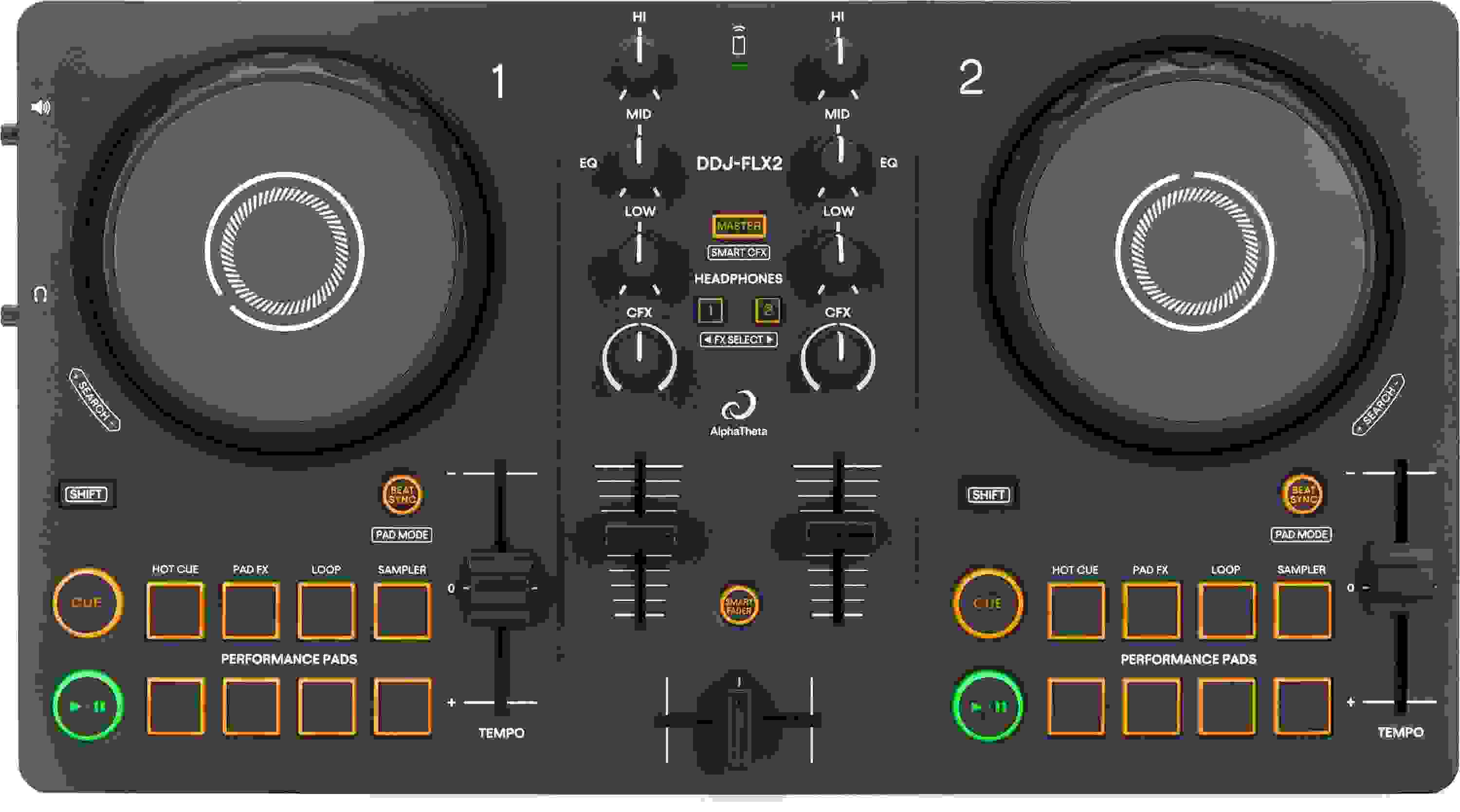 AlphaTheta DDJ-FLX2 2-deck DJ Controller | Sweetwater