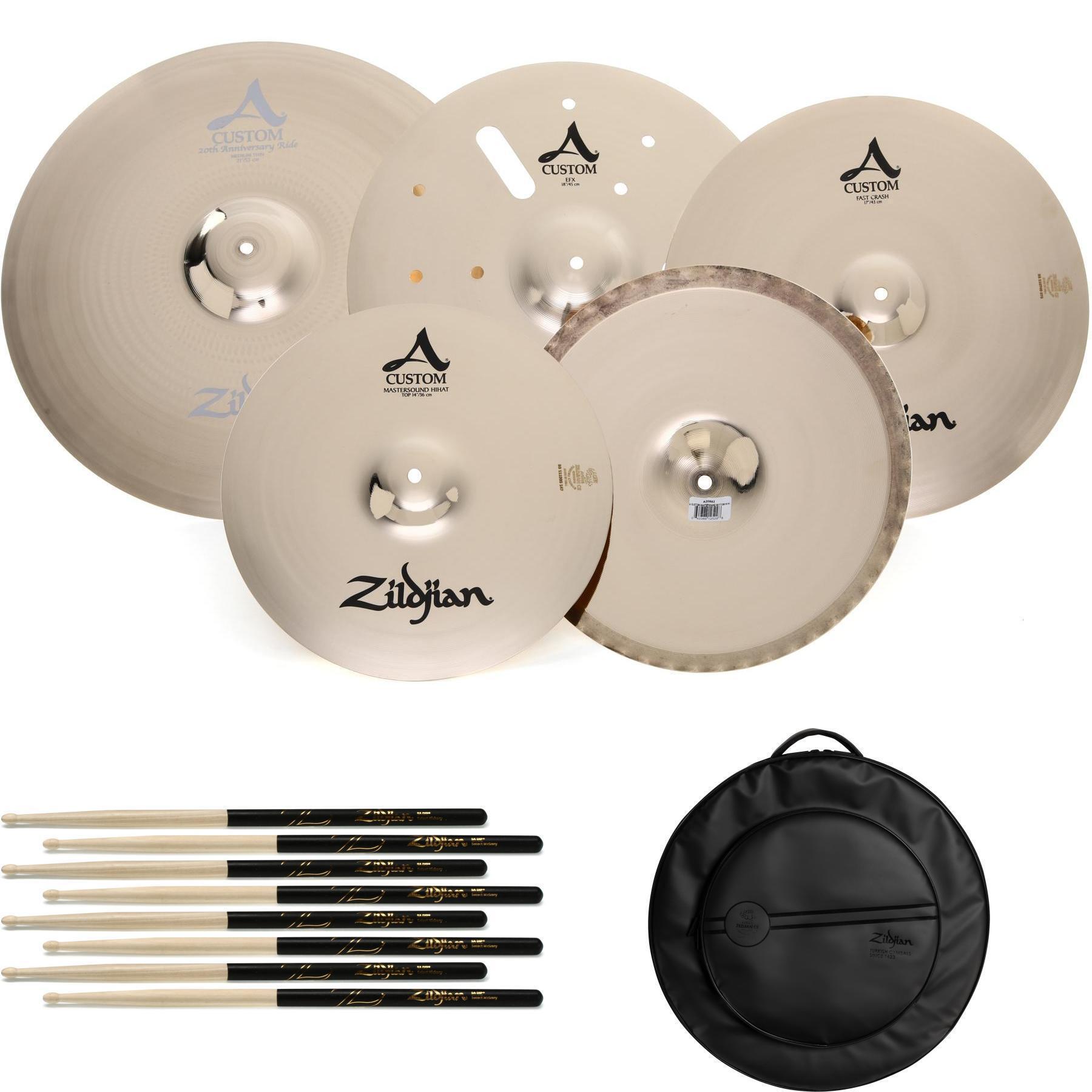 Zildjian A Custom Gospel Cymbal Set and Gig Bag Bundle- 14/17/18/21 ...