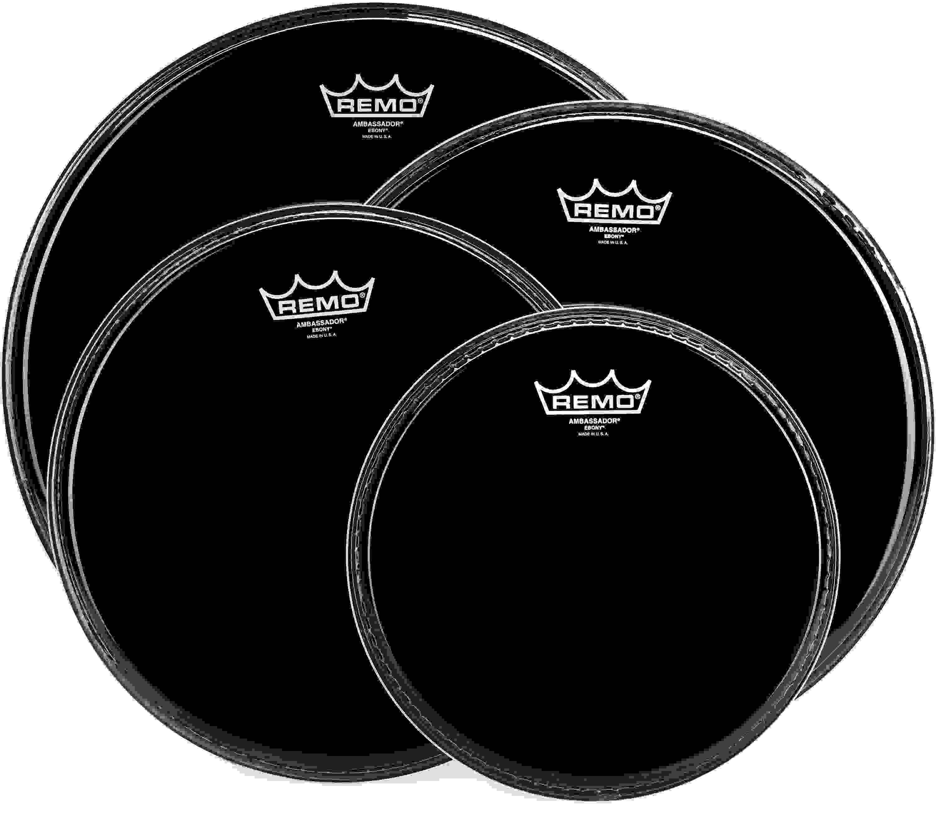 Remo Ambassador Ebony 4-piece Tom Pack - 10/12/14/16 inch | Sweetwater