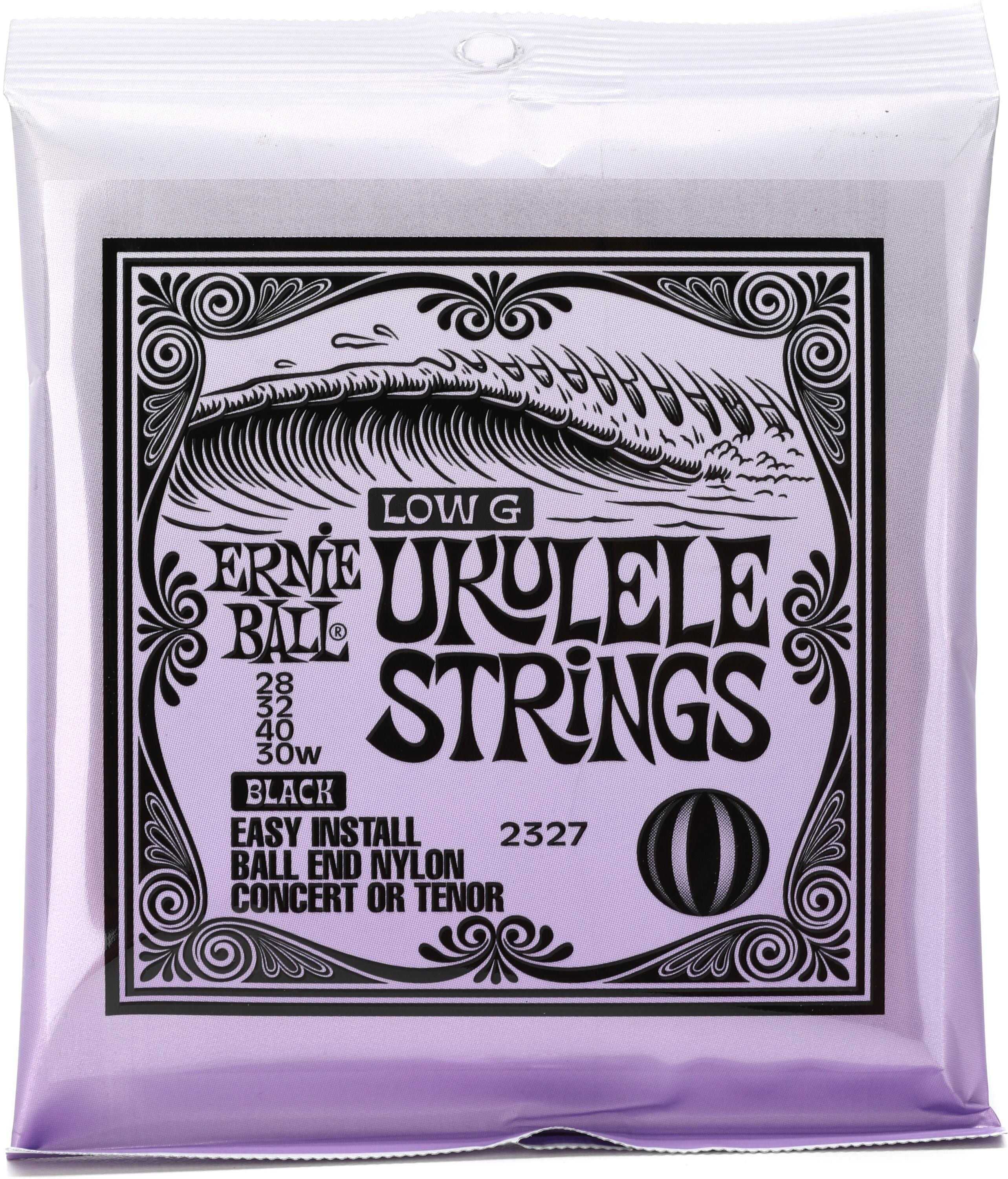 Ernie Ball 2327 Low G Ukulele Strings for Concert/Tenor - Black Nylon ...