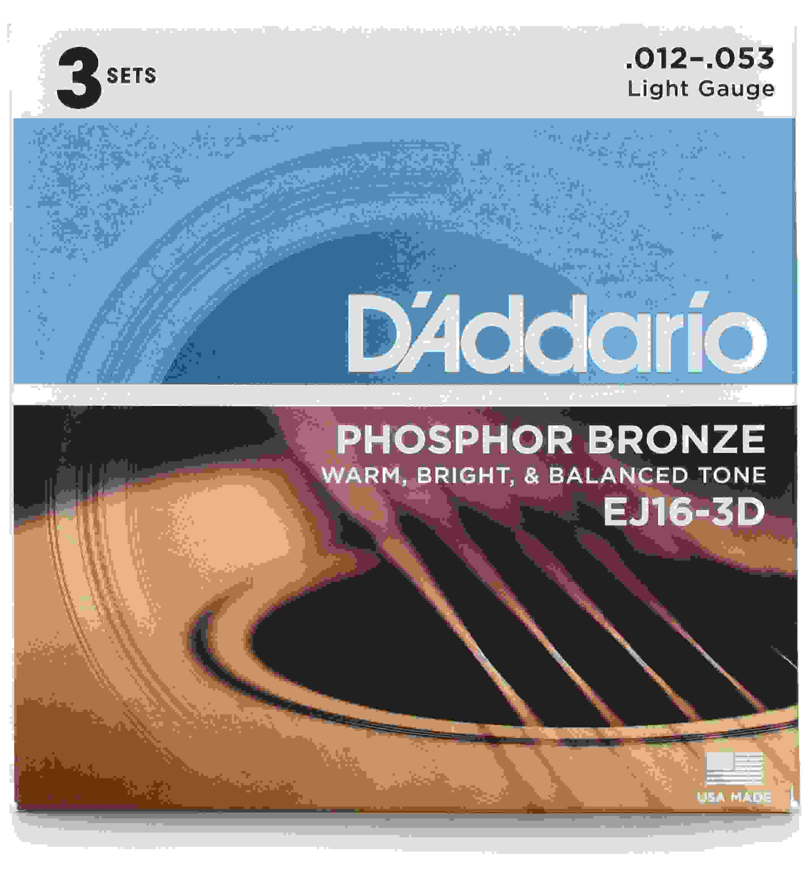 D'Addario EJ16 Phosphor Bronze Acoustic Guitar Strings - .012-.053 ...